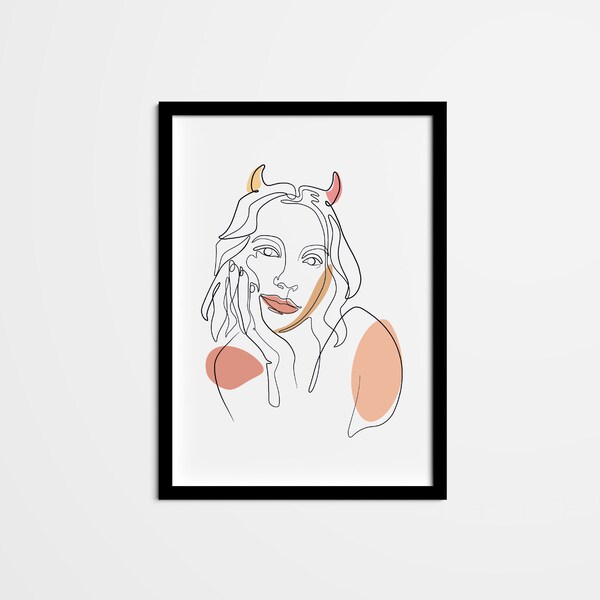 Line Drawing Devil - Etsy