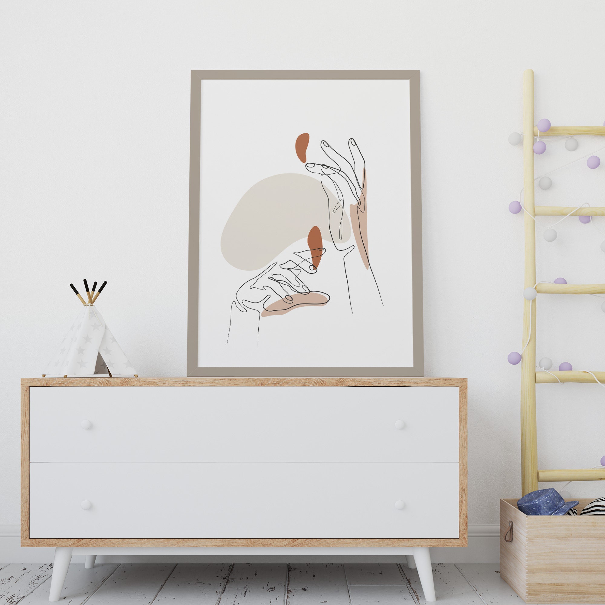Abstract Woman's Hands Line Drawing Wall Art One Line - Etsy