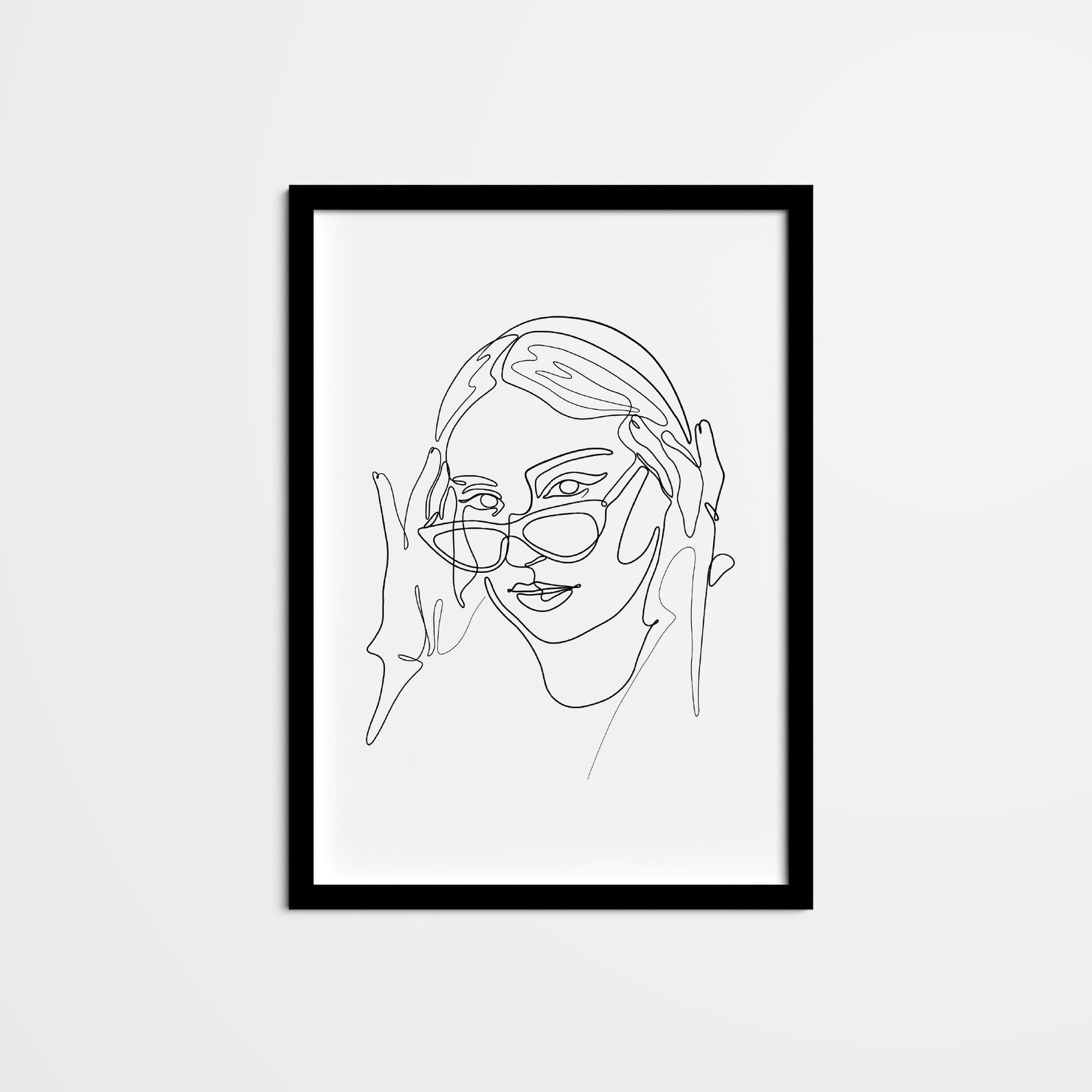 Abstract Line Drawing Woman Body Art Print Face Silhouette Wall Poster ...