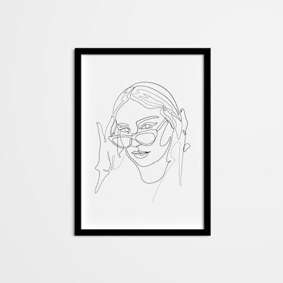 Abstract Line Drawing Woman Body Art Print Face Silhouette | Etsy