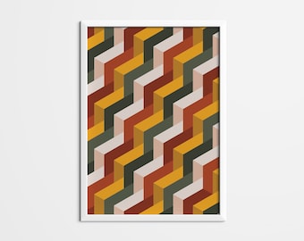 Monochromatic Isometric Pattern Geometric Wall Art Geometry | Etsy