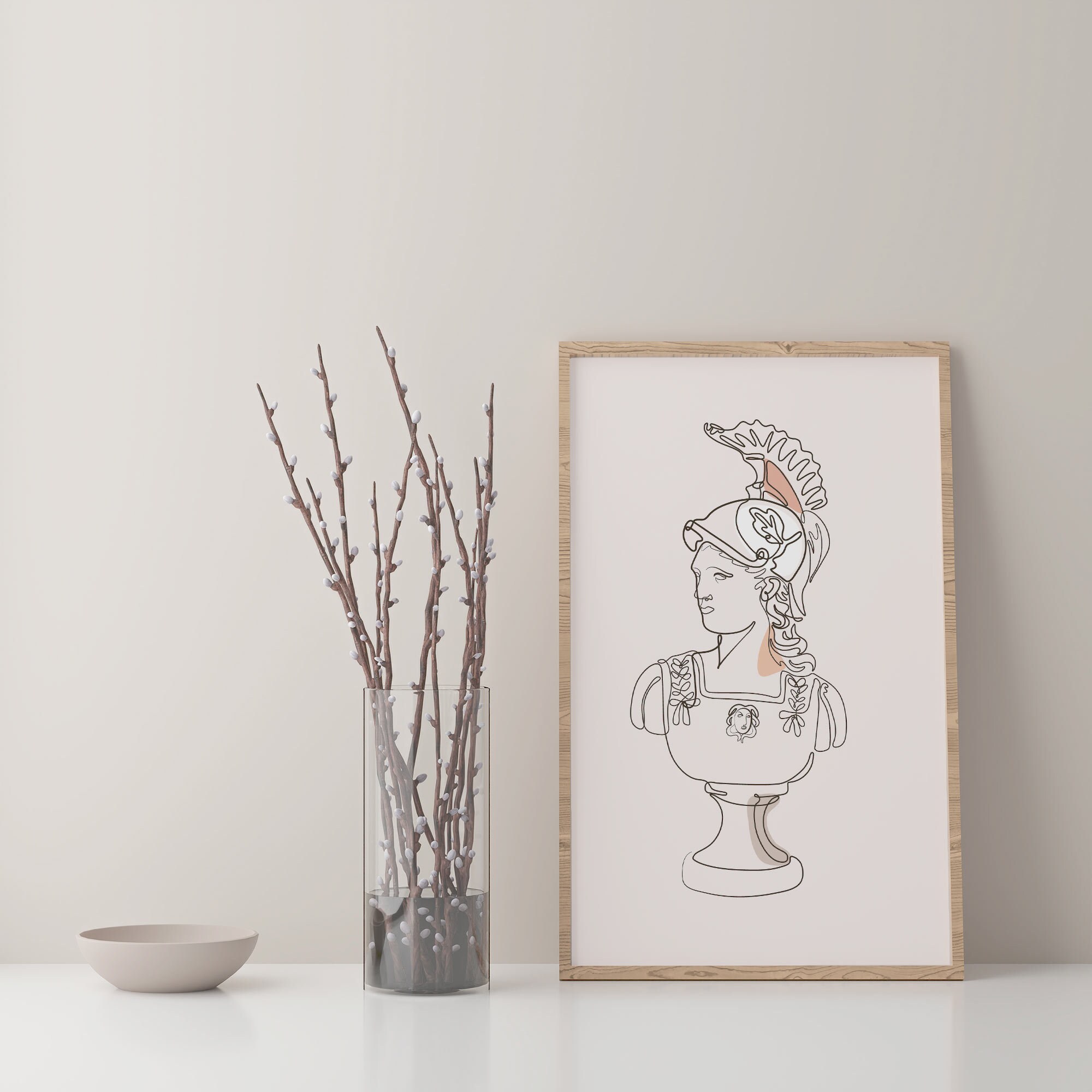 Abstract Athena's Bust Line Drawing, Greek Goddess Mythology Minimal ...