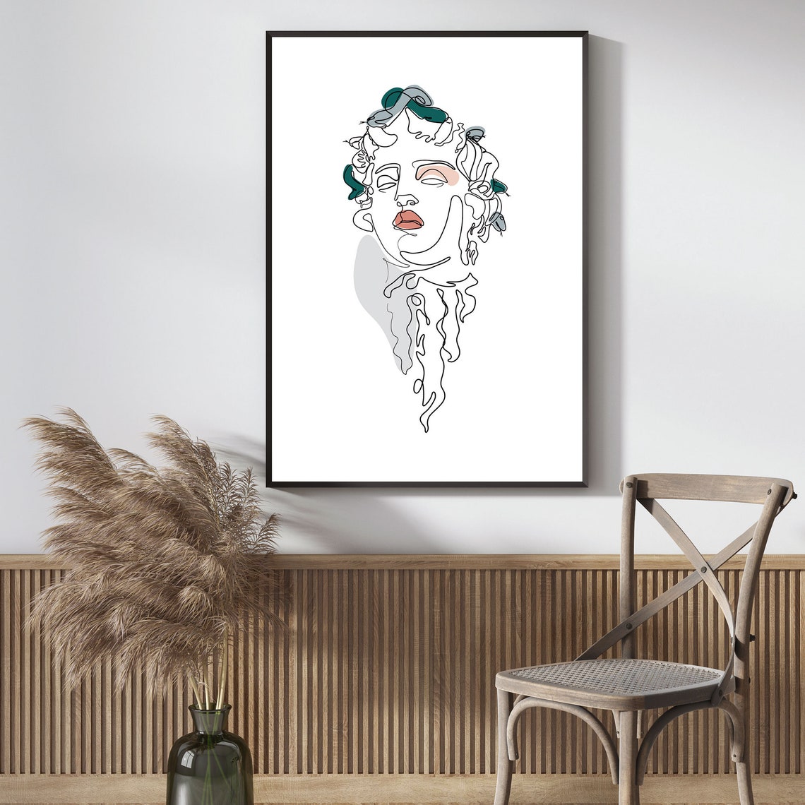 Abstract Medusa Head Line Drawing, Greek Mythology Minimal One Line ...