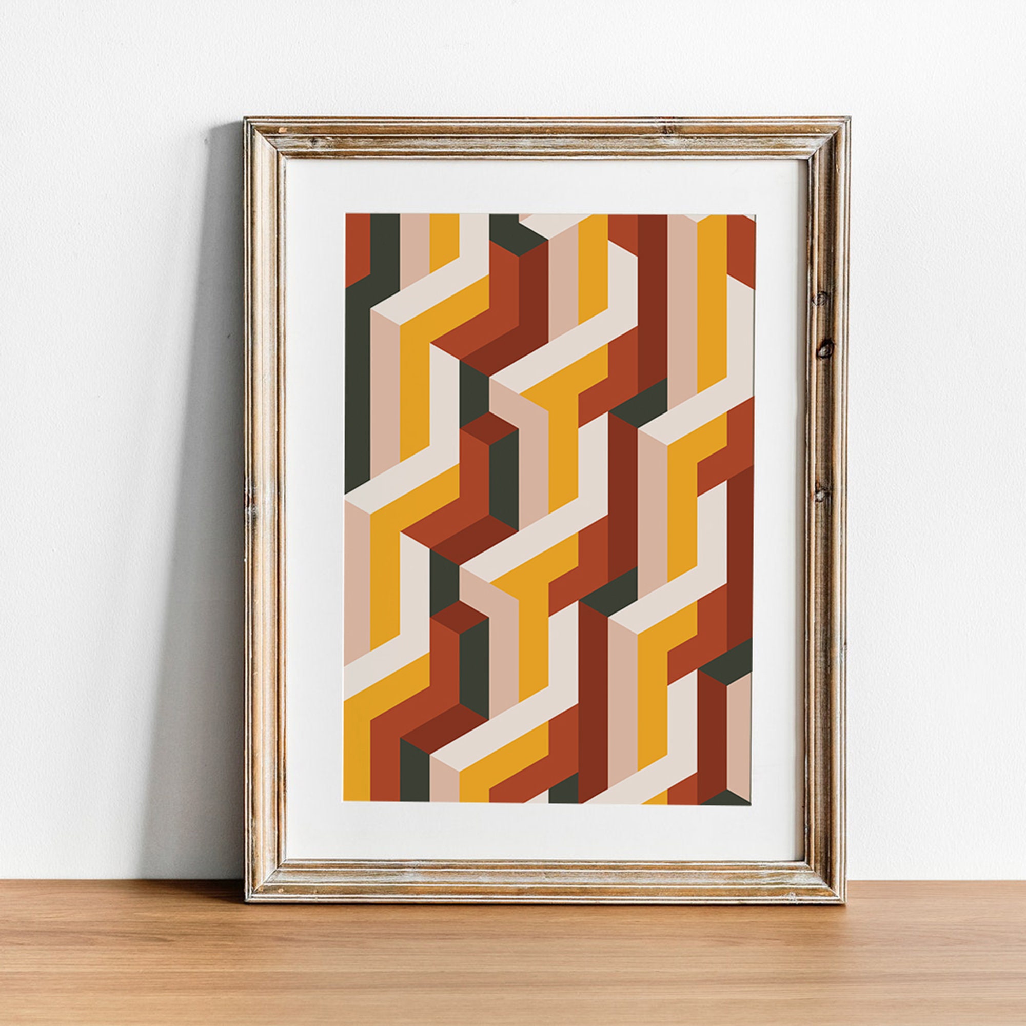 Rustic Color Isometric Pattern, Geometric Wall Art, Geometry Wall Art ...