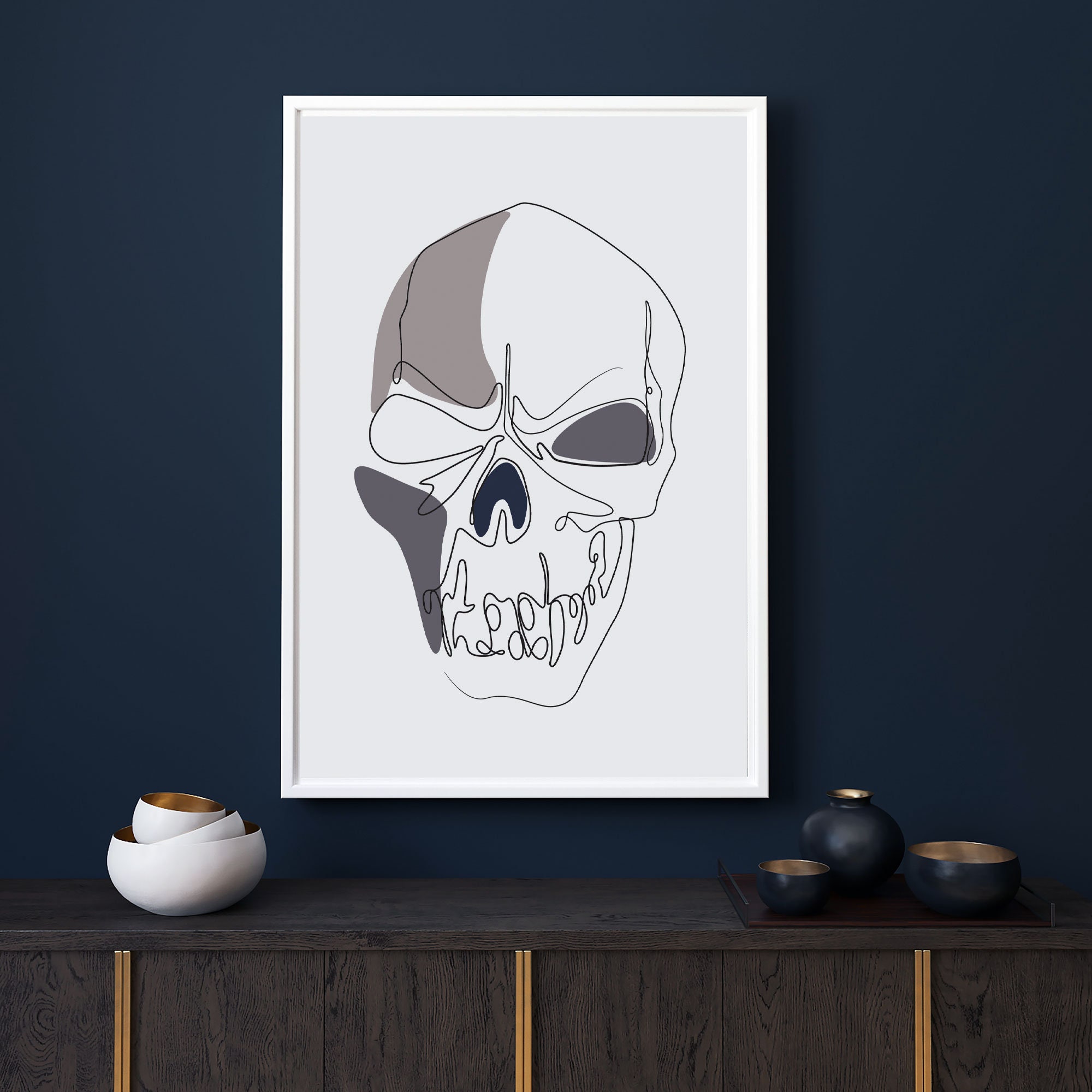 Minimalist Skull Line Art Print – Abstract One Line Drawing (digital ...