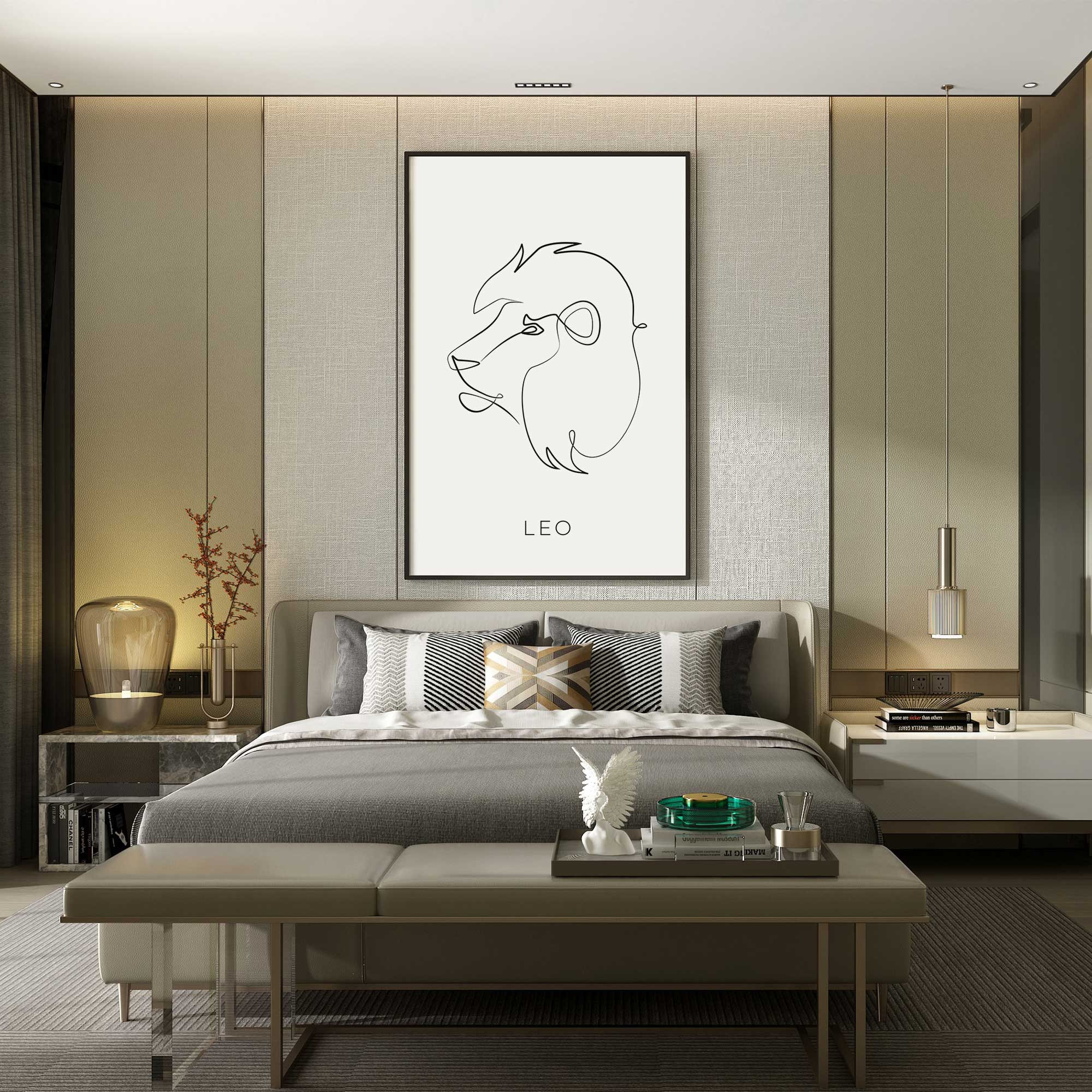 Abstract Leo Line Art Print, Zodiac Astrology Wall Decor (digital ...