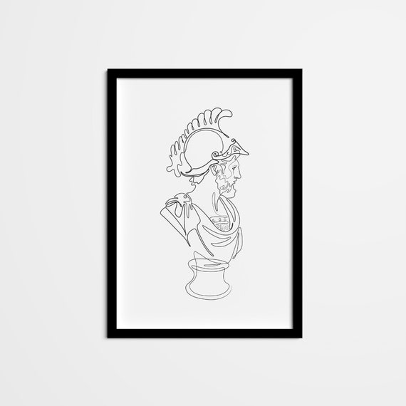 Abstract Ajax Line Drawing Classic Greek Hero Mythology | Etsy
