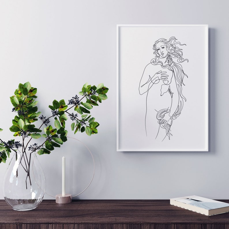 The Birth of Venus Line Drawing Greek Goddess Minimal One - Etsy