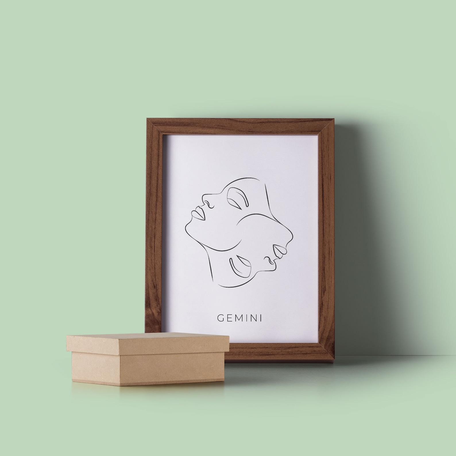 Abstract Gemini Line Art Drawing, Horoscope Wall Art, Zodiac Sign ...