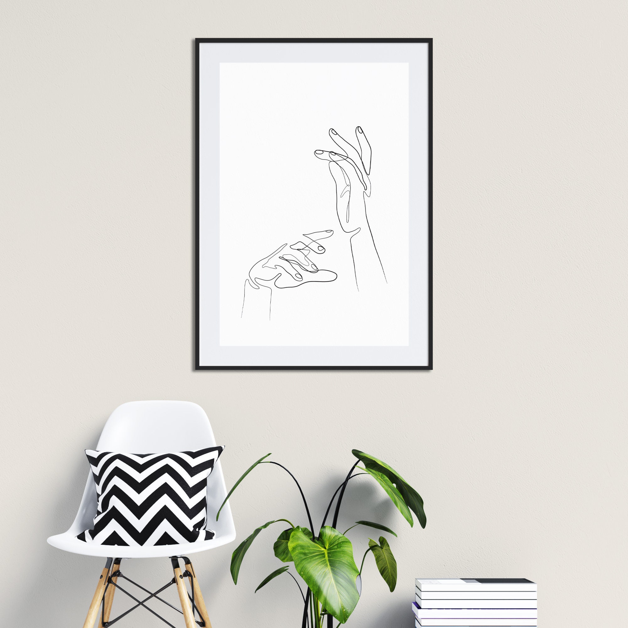 Abstract Woman's Hands Line Drawing Wall Art One Line - Etsy