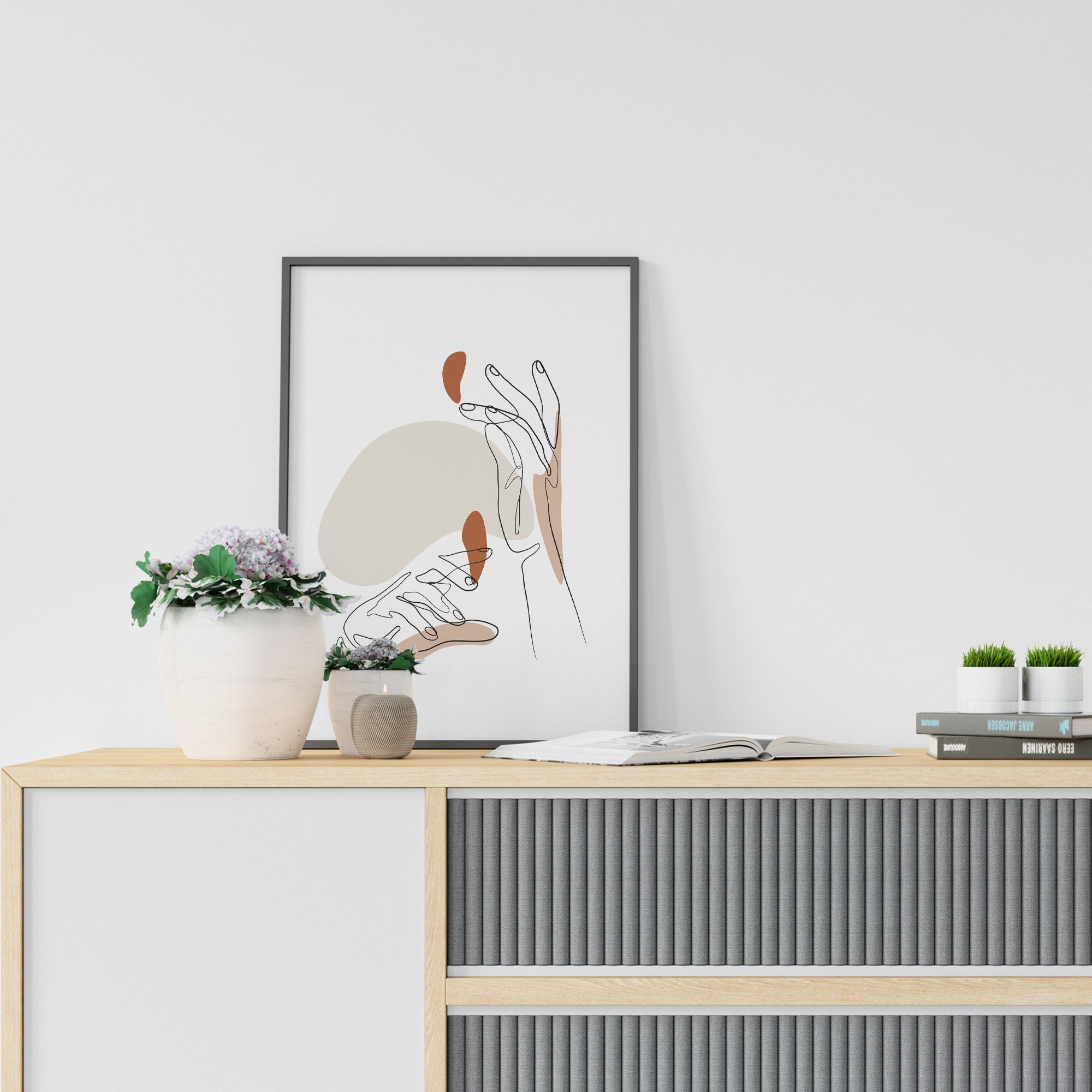 Abstract Woman's Hands Line Drawing Wall Art One Line - Etsy