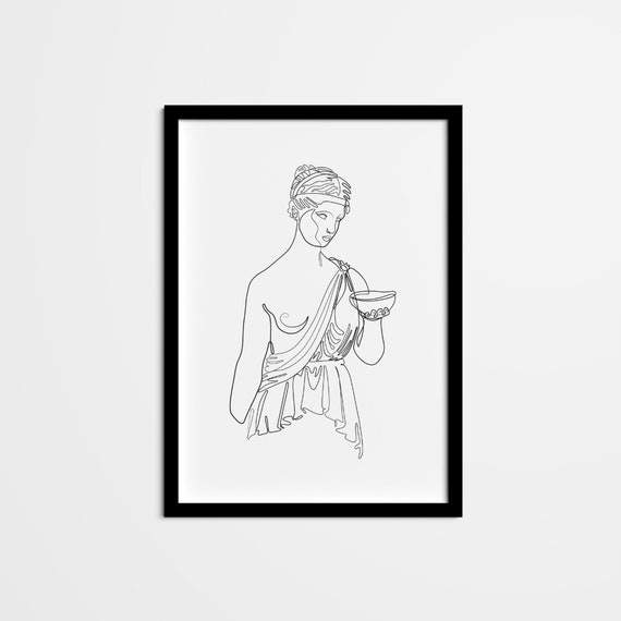 Abstract Hebe Line Drawing Classic Greek Goddess Mythology | Etsy UK