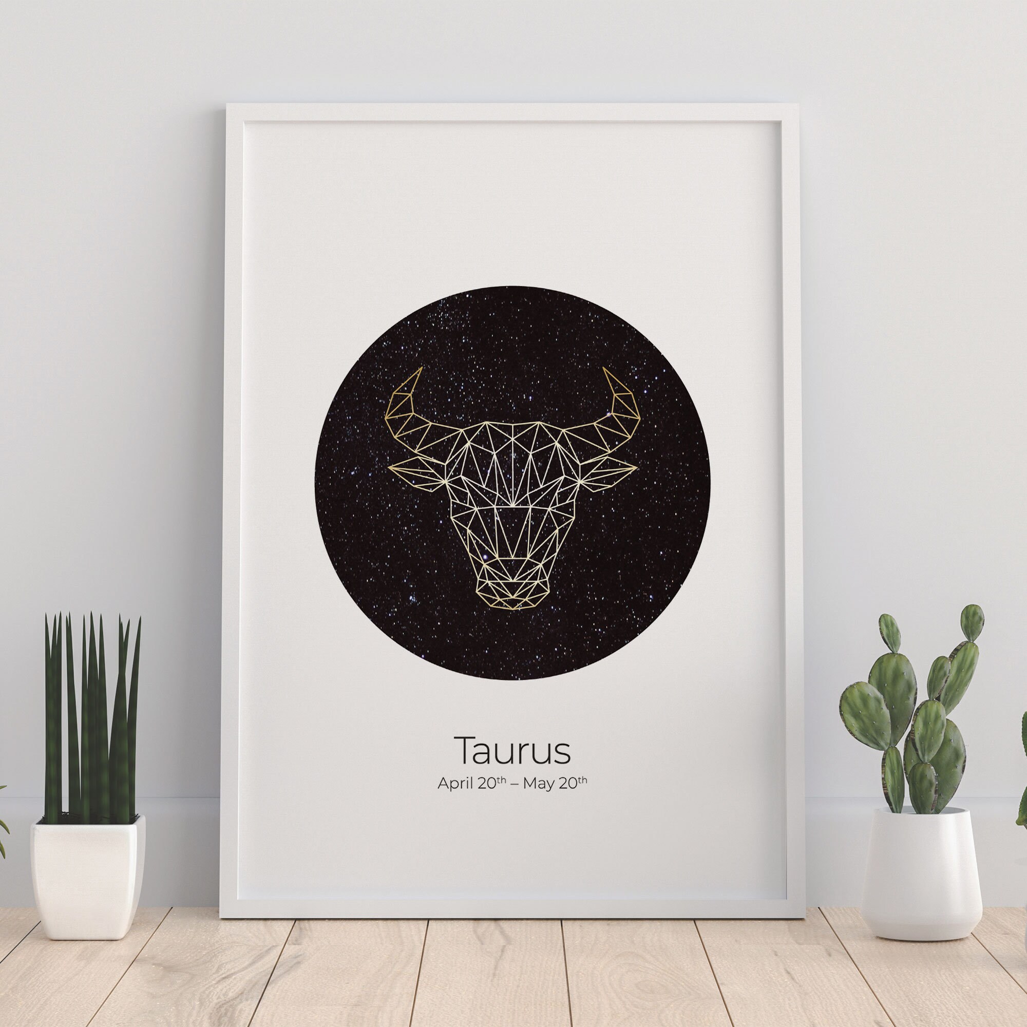 Taurus Geometric Art Print, Horoscope Home Decor, Zodiac Sign Printable ...