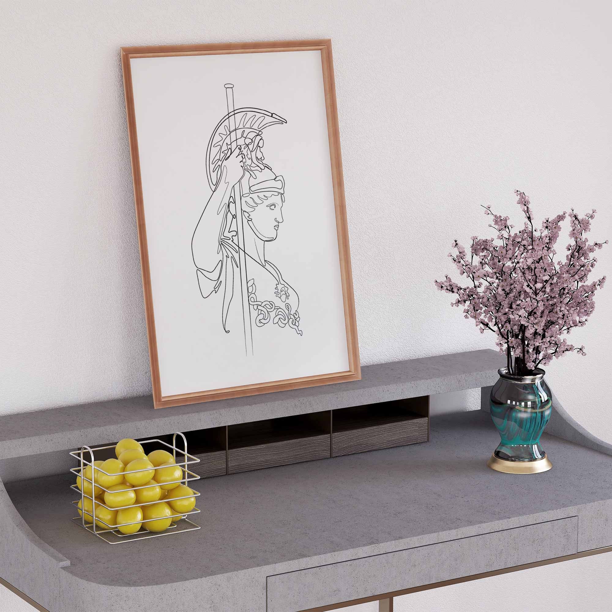 Abstract Athena Line Drawing, Greek Goddess Mythology Minimal One Line ...