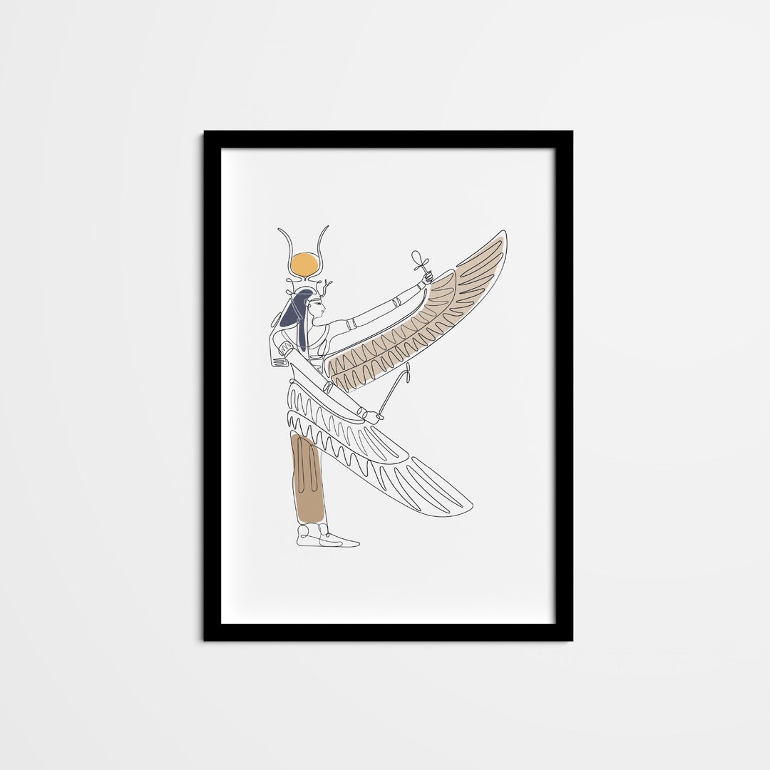Abstract Isis Egyptian Goddess Line Drawing, Ancient Egypt Minimal One ...