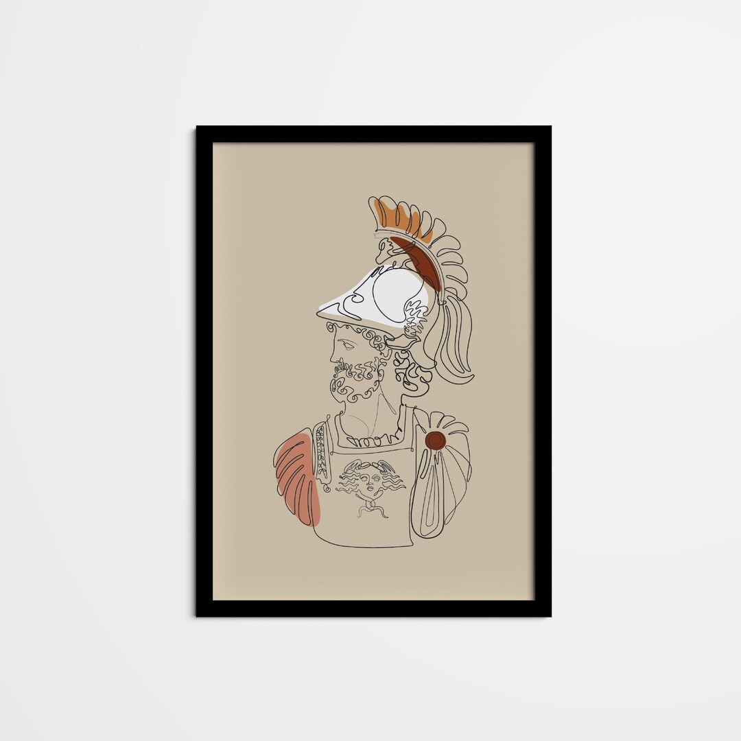 Abstract Ares Son of Zeus Line Drawing, Greek Mythology Minimal One ...