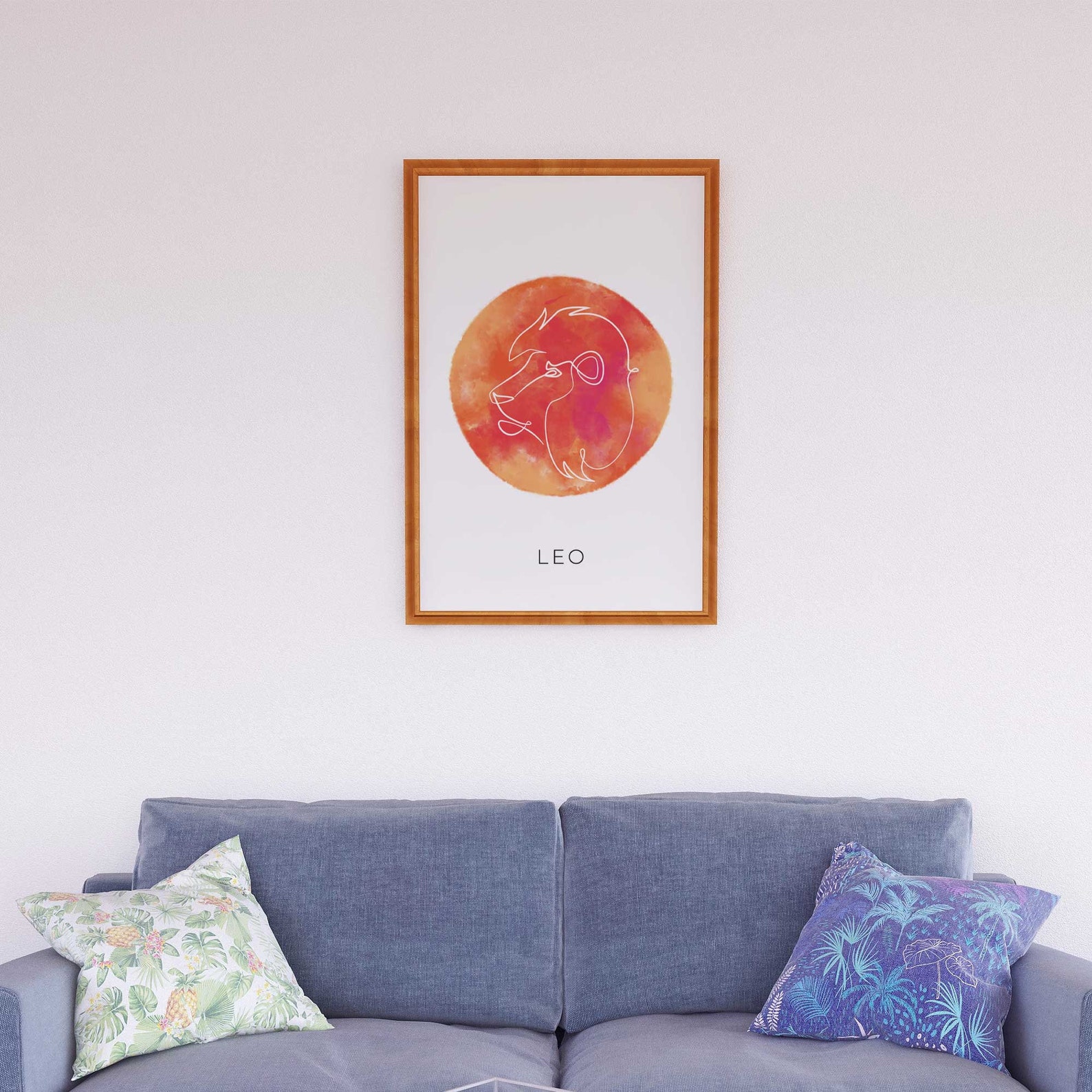 Abstract Leo Line Art Drawing, Horoscope Wall Art, Zodiac Sign ...