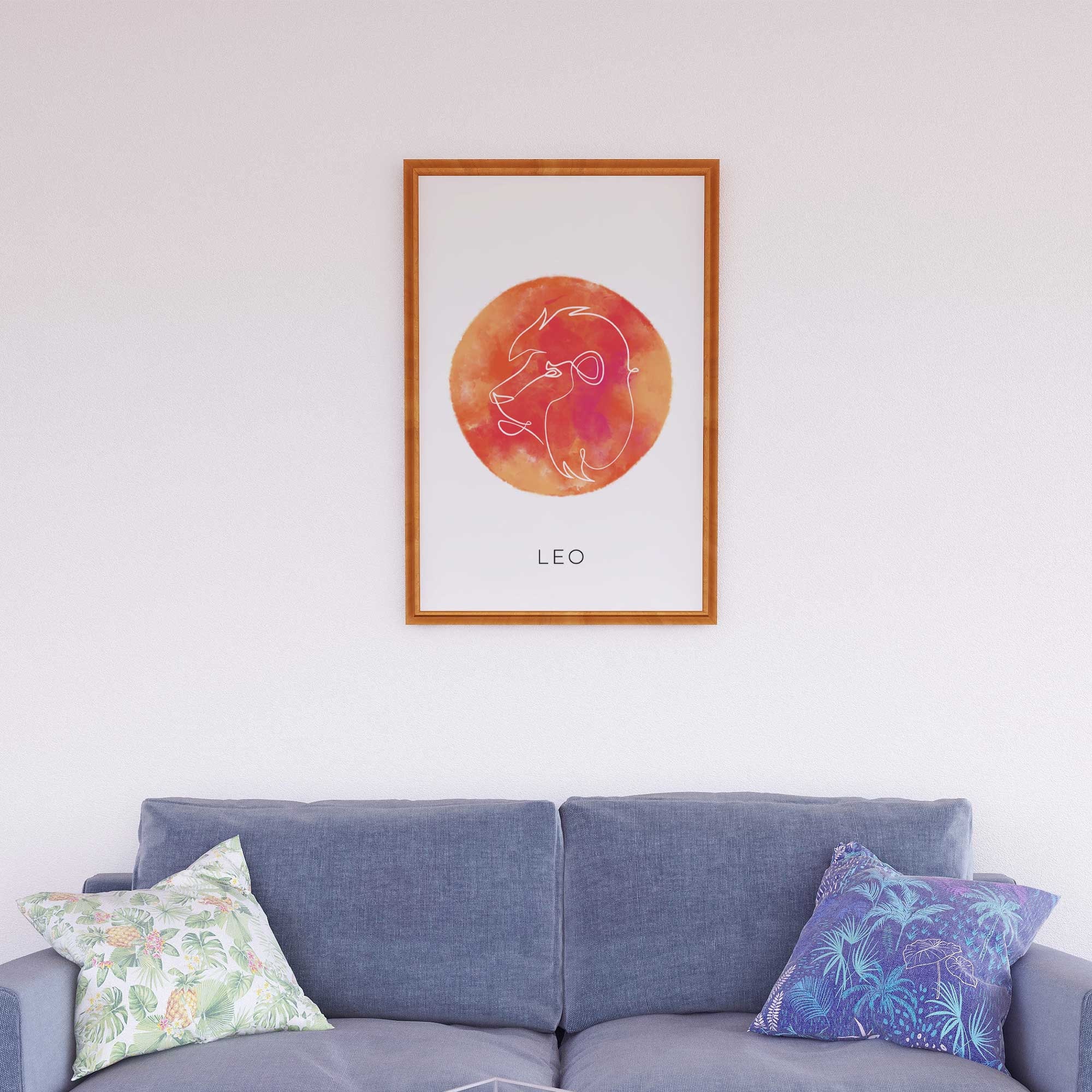 Abstract Leo Line Art Drawing, Horoscope Wall Art, Zodiac Sign ...