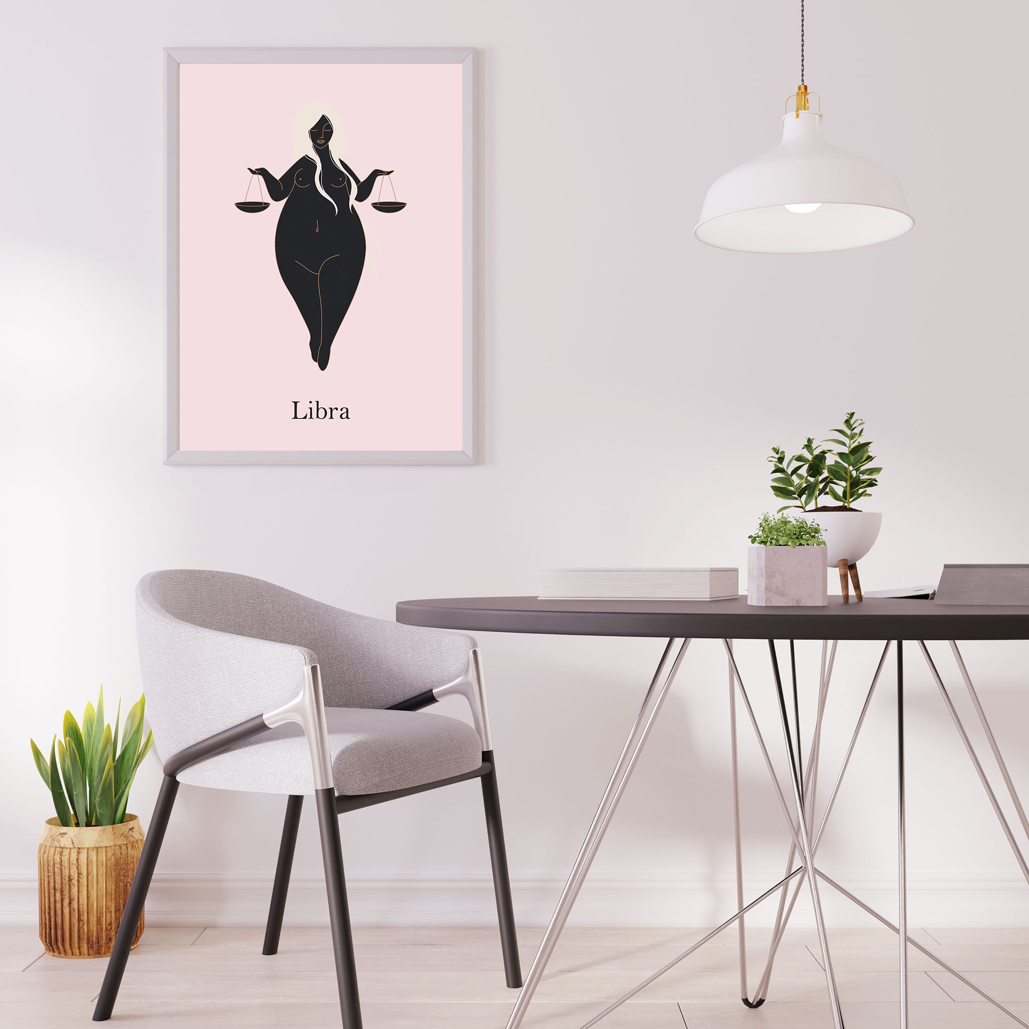 Minimal Libra Female Goddess Line Art Drawing Horoscope Wall - Etsy