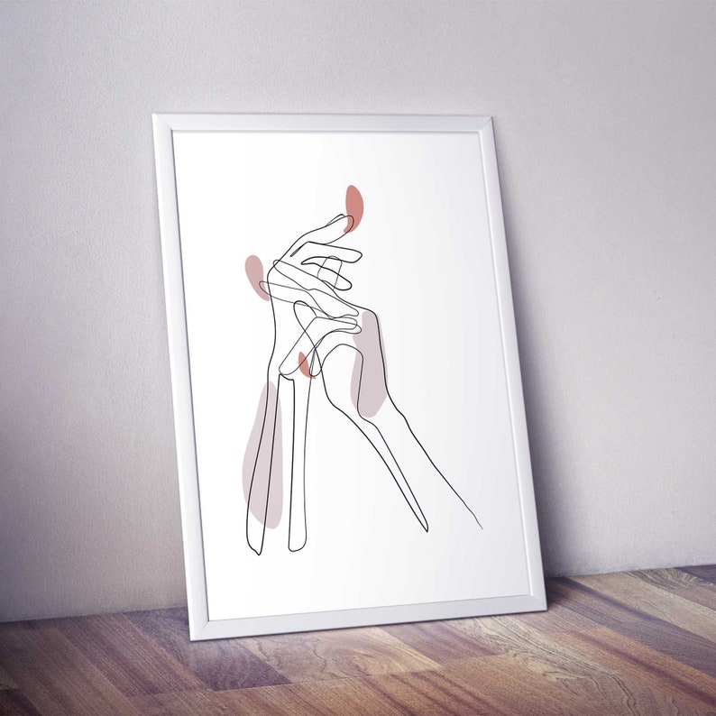 Abstract Woman's Hands Line Drawing Wall Art, One Line Minimalist Wall ...