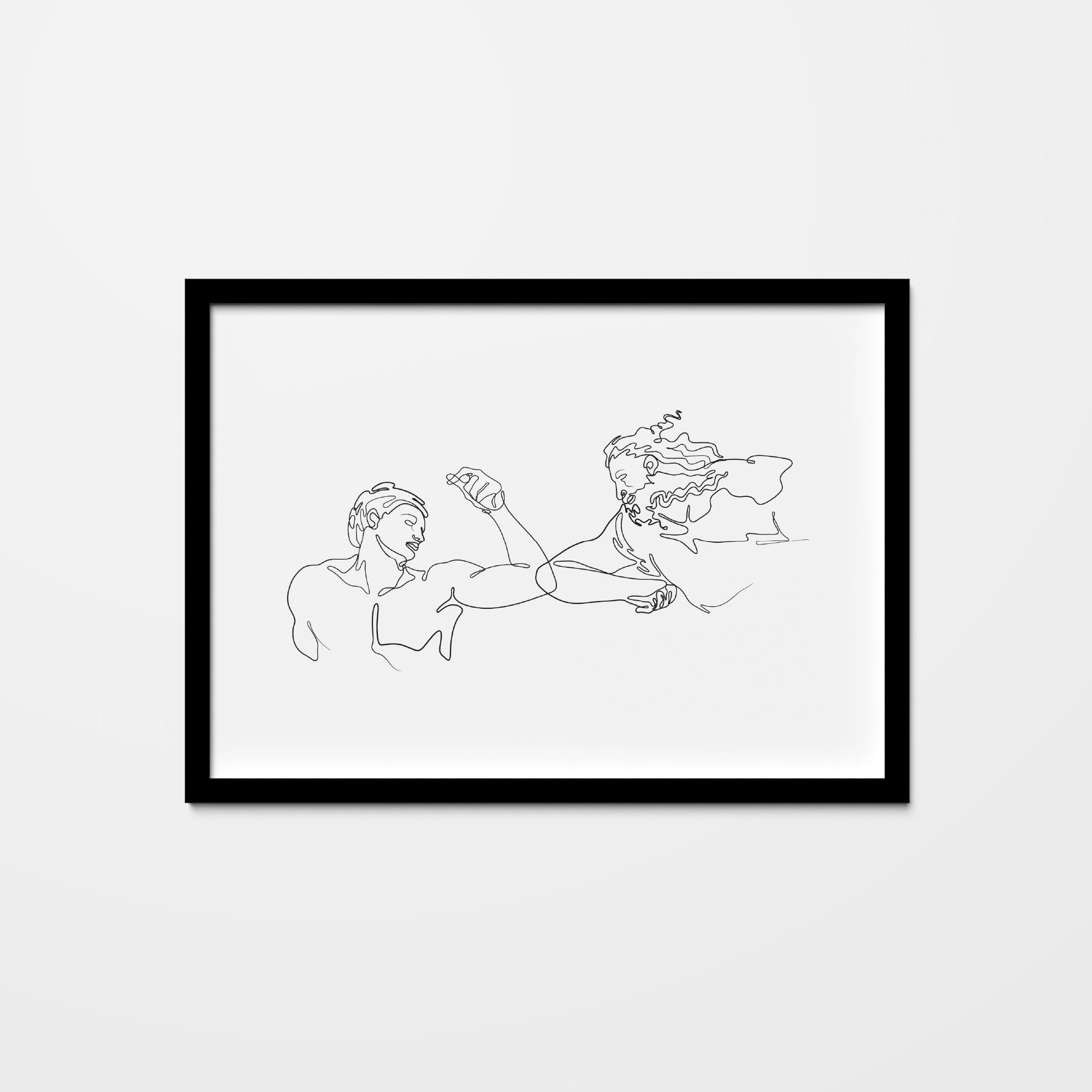 Abstract Birth of Adam One Line Drawing Poster Michelangelo - Etsy