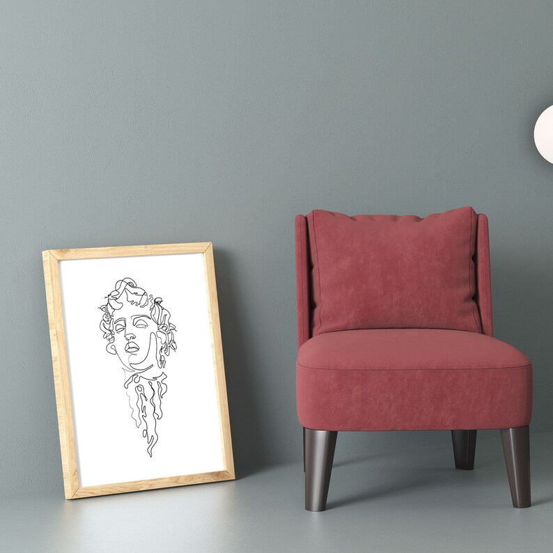 Abstract Medusa Head Line Drawing, Greek Mythology Minimal One Line ...