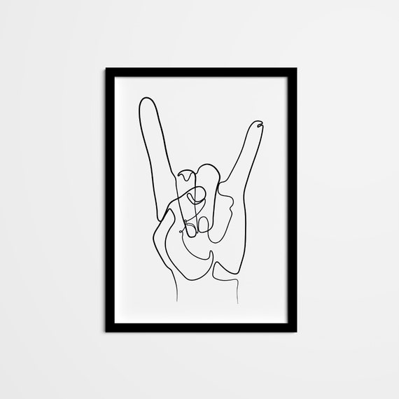 Abstract Rock on Hand Line Drawing Wall Art One Line | Etsy