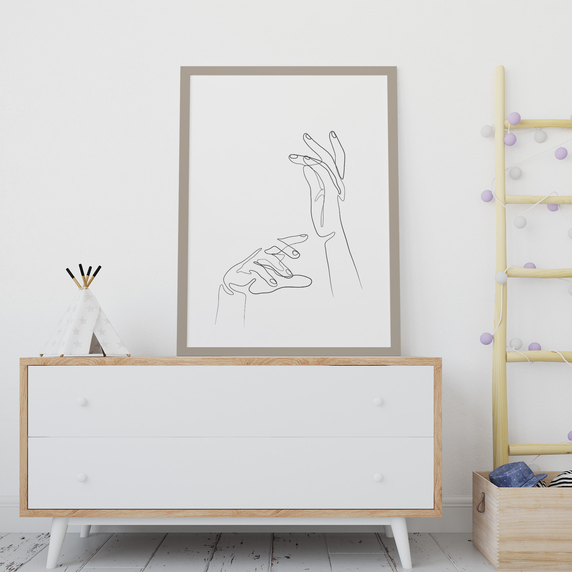 Abstract Woman's Hands Line Drawing Wall Art One Line - Etsy