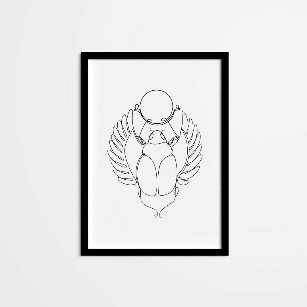 Scarab Beetle Line Art Print, Egyptian Minimalist Decor (digital ...
