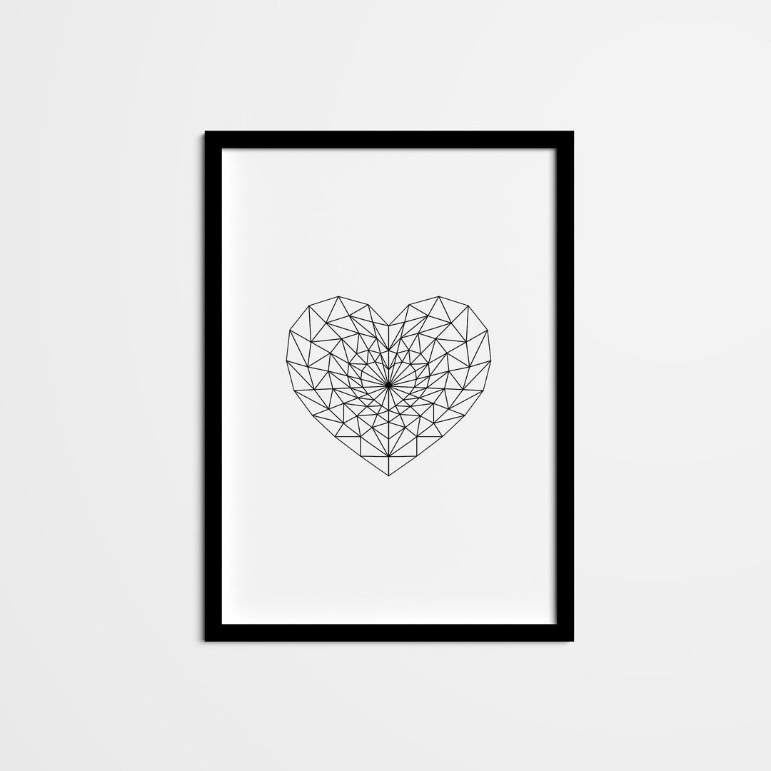 Geometric Love Heart Wall Art, Modern Minimalist Wall Decor ...