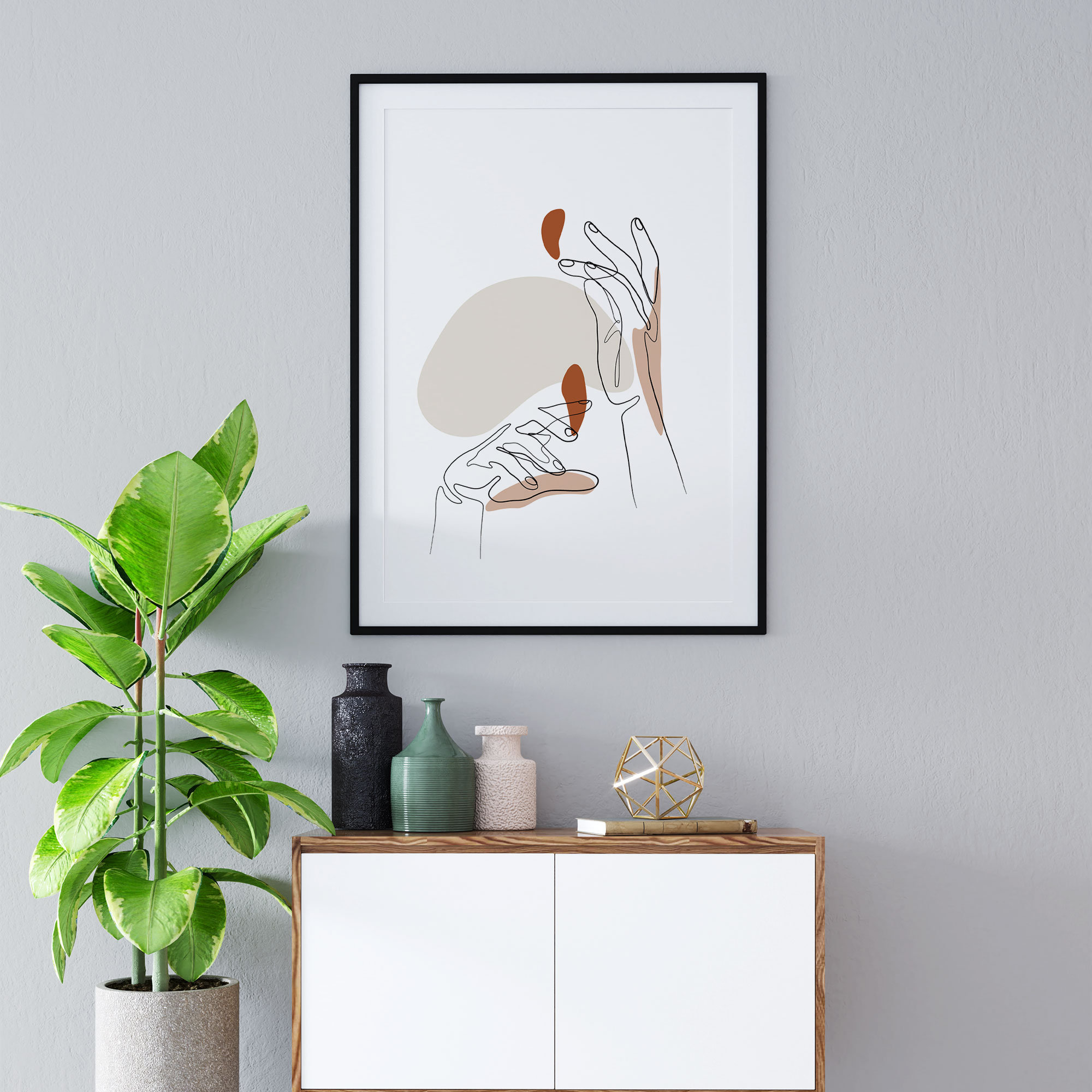 Abstract Woman's Hands Line Drawing Wall Art One Line - Etsy