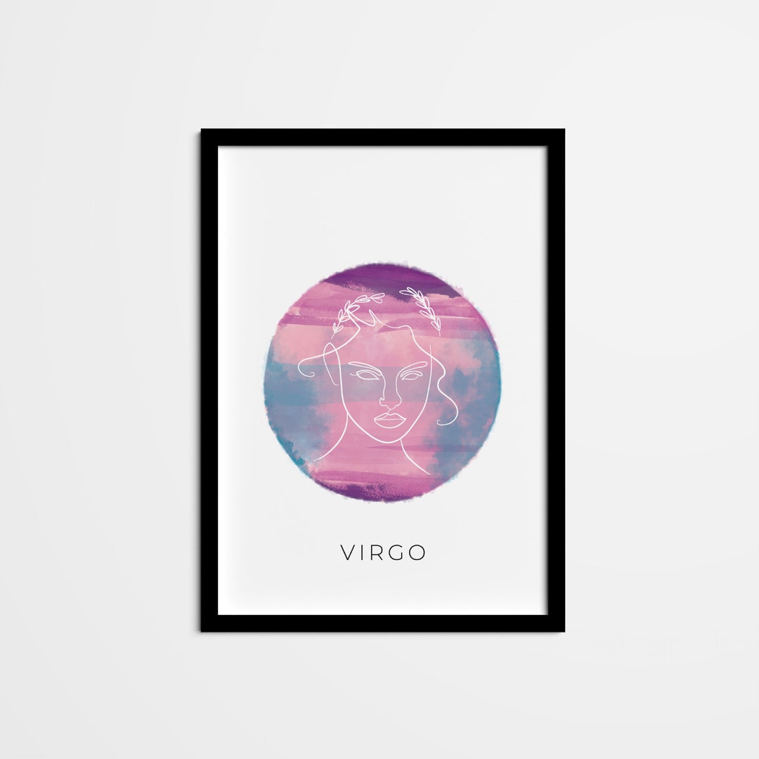 Abstract Virgo Line Art Drawing, Horoscope Wall Art, Zodiac Sign ...