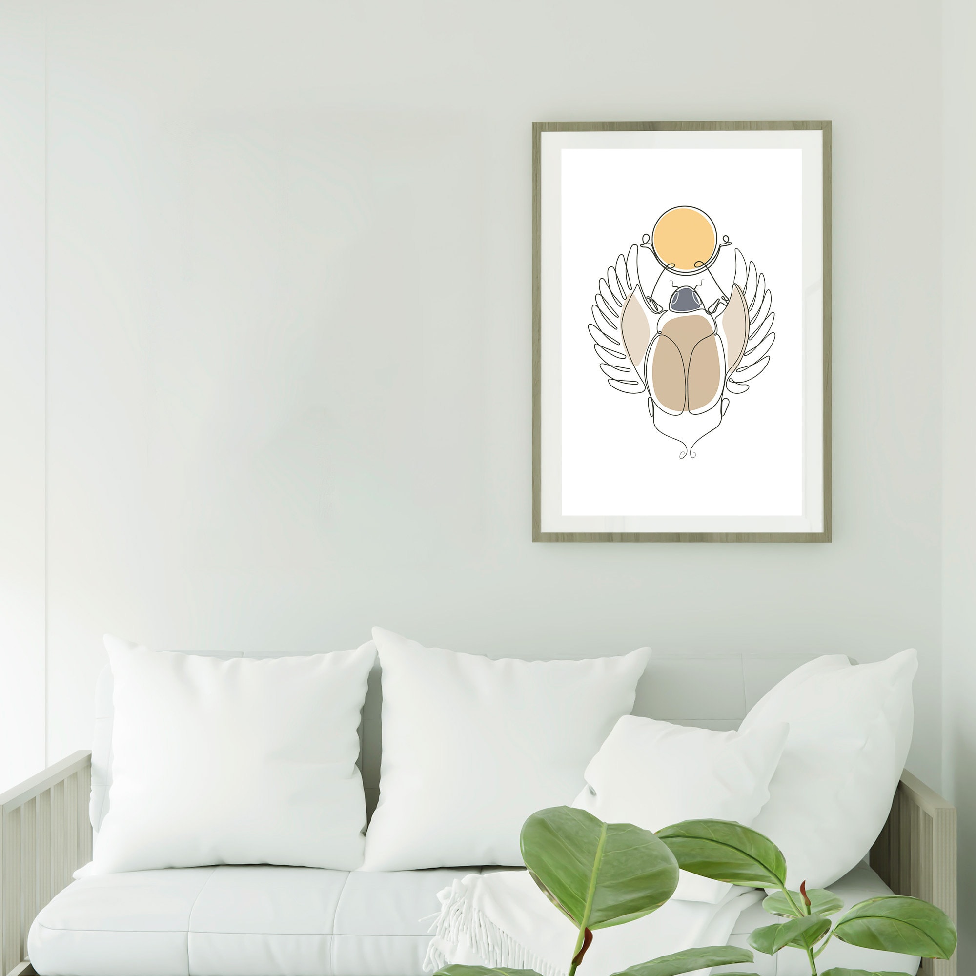 Scarab Beetle Line Art Print, Egyptian Minimalist Decor (digital ...