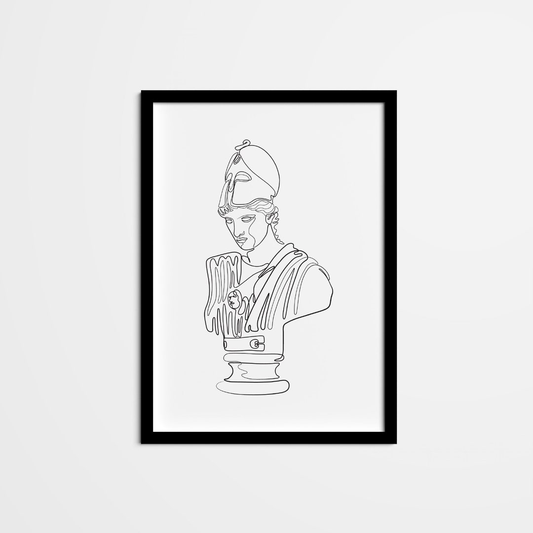 Athena Bust Line Art Print, Minimalist Greek Goddess (digital Download ...