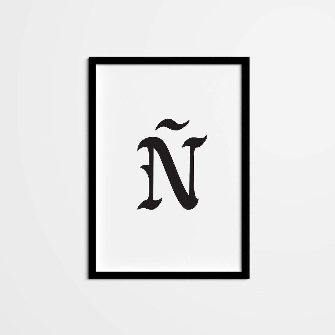 Alphabet Letter Ñ Monogram Initial Wall Art, Minimalist Typography Wall ...