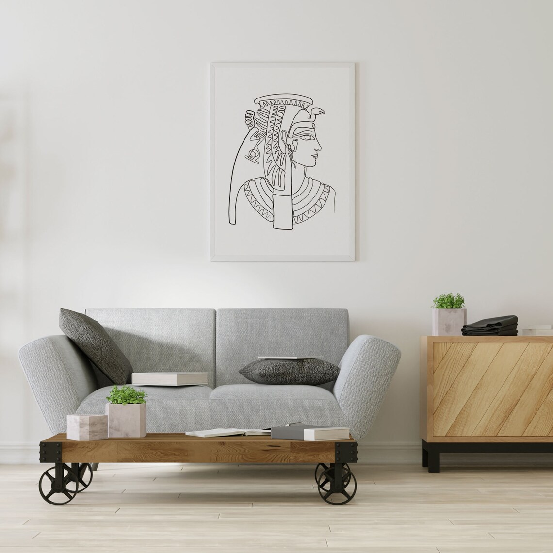 Abstract Cleopatra Ruler Queen Line Drawing, Ancient Egypt Minimal One ...