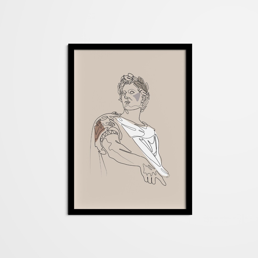 Abstract Julius Caesar Line Drawing, Classic Ancient Rome Aesthetic ...