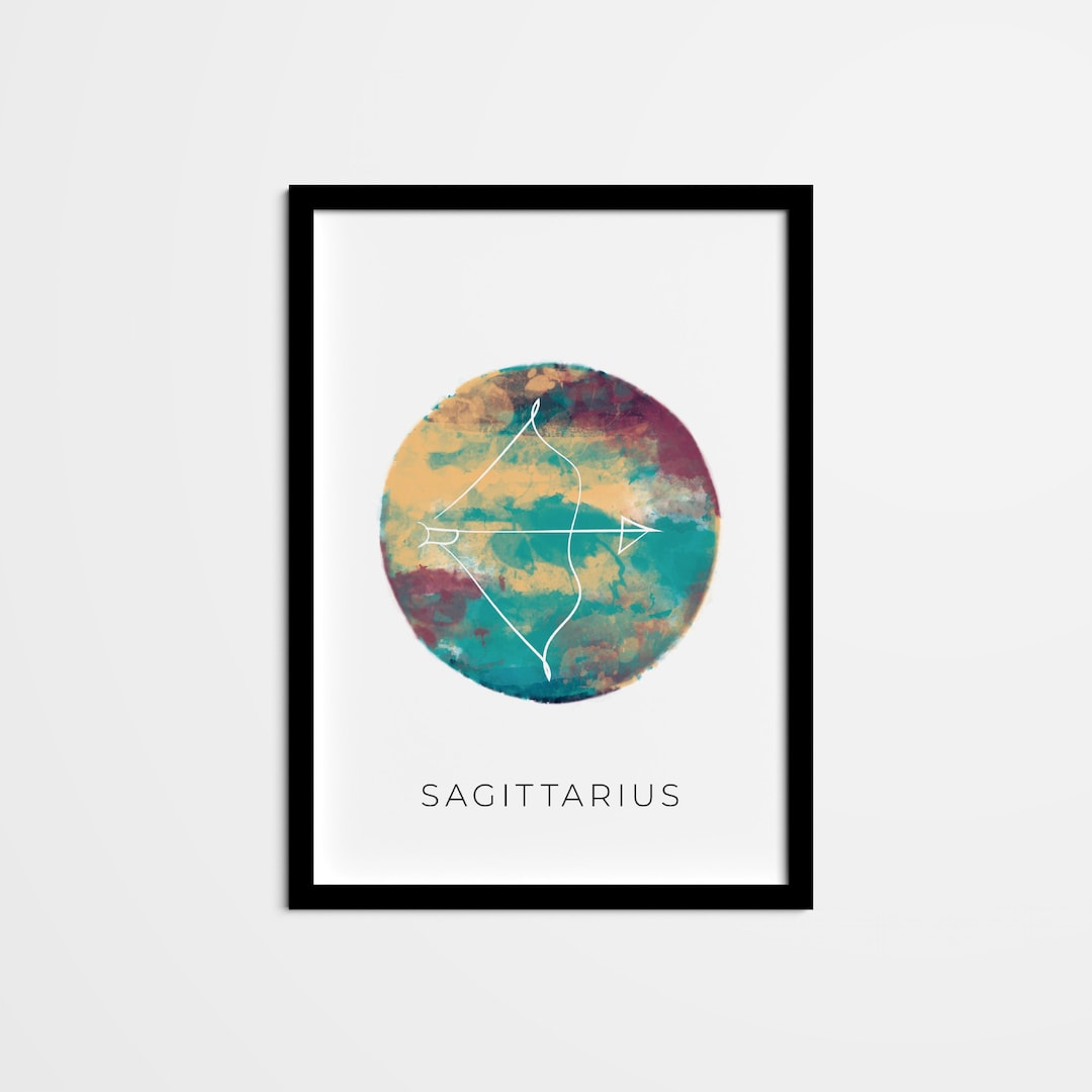Abstract Sagittarius Line Art Drawing, Horoscope Wall Art, Zodiac Sign ...