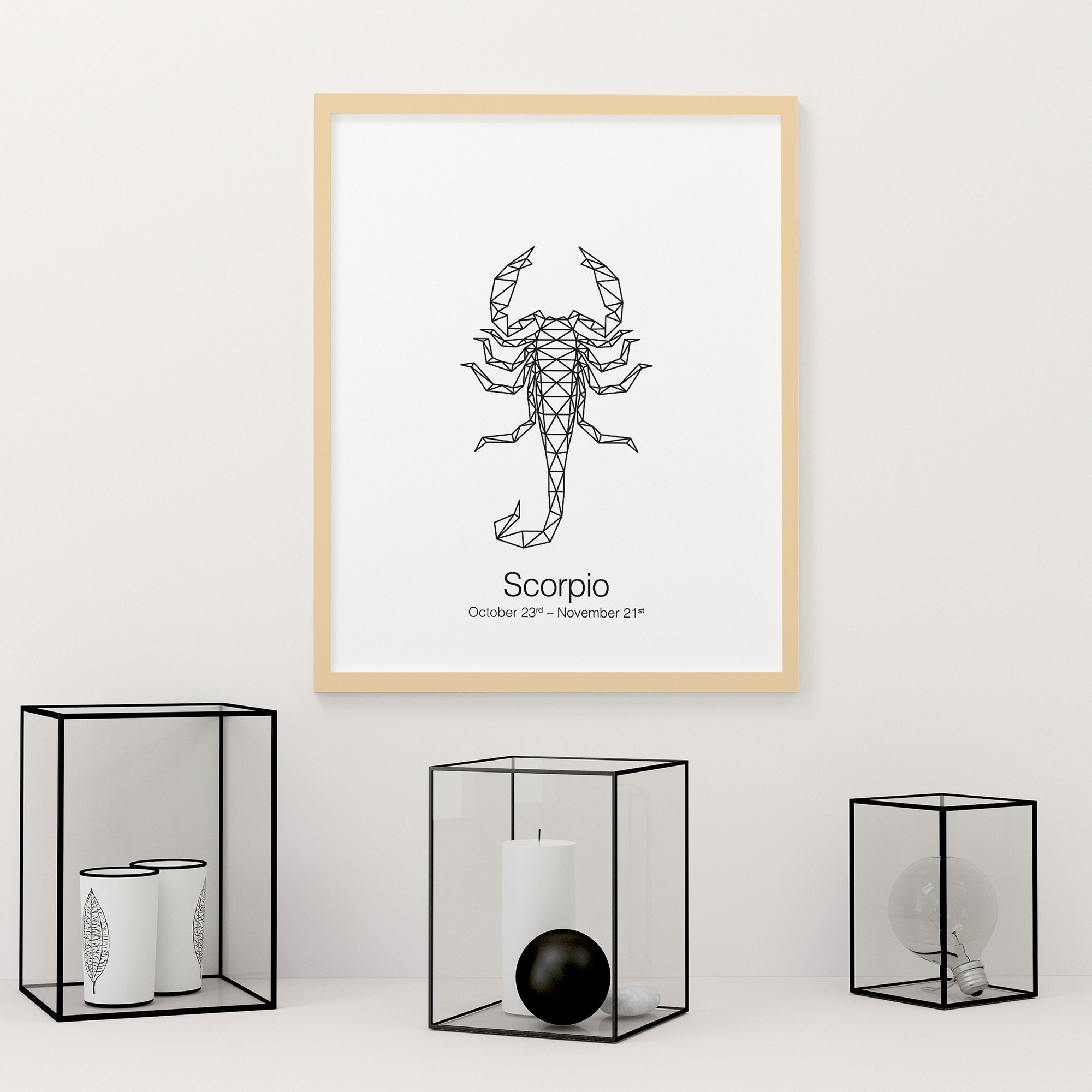 Scorpio Geometric Art Print, Horoscope Home Decor, Zodiac Sign ...