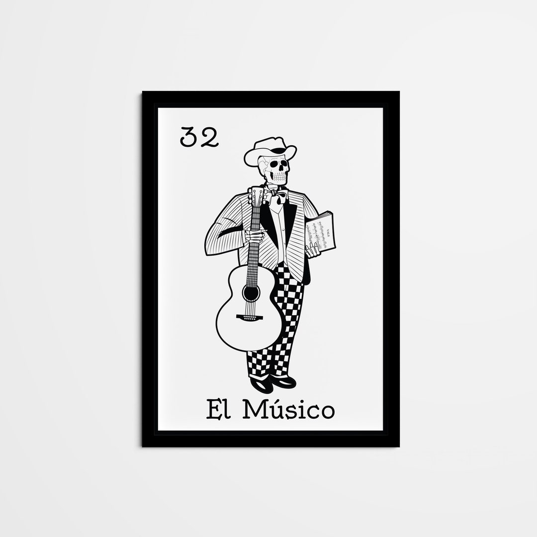 Abstract El Musico Mexican Bingo Wall Decor, Mexican Loteria Home Decor ...