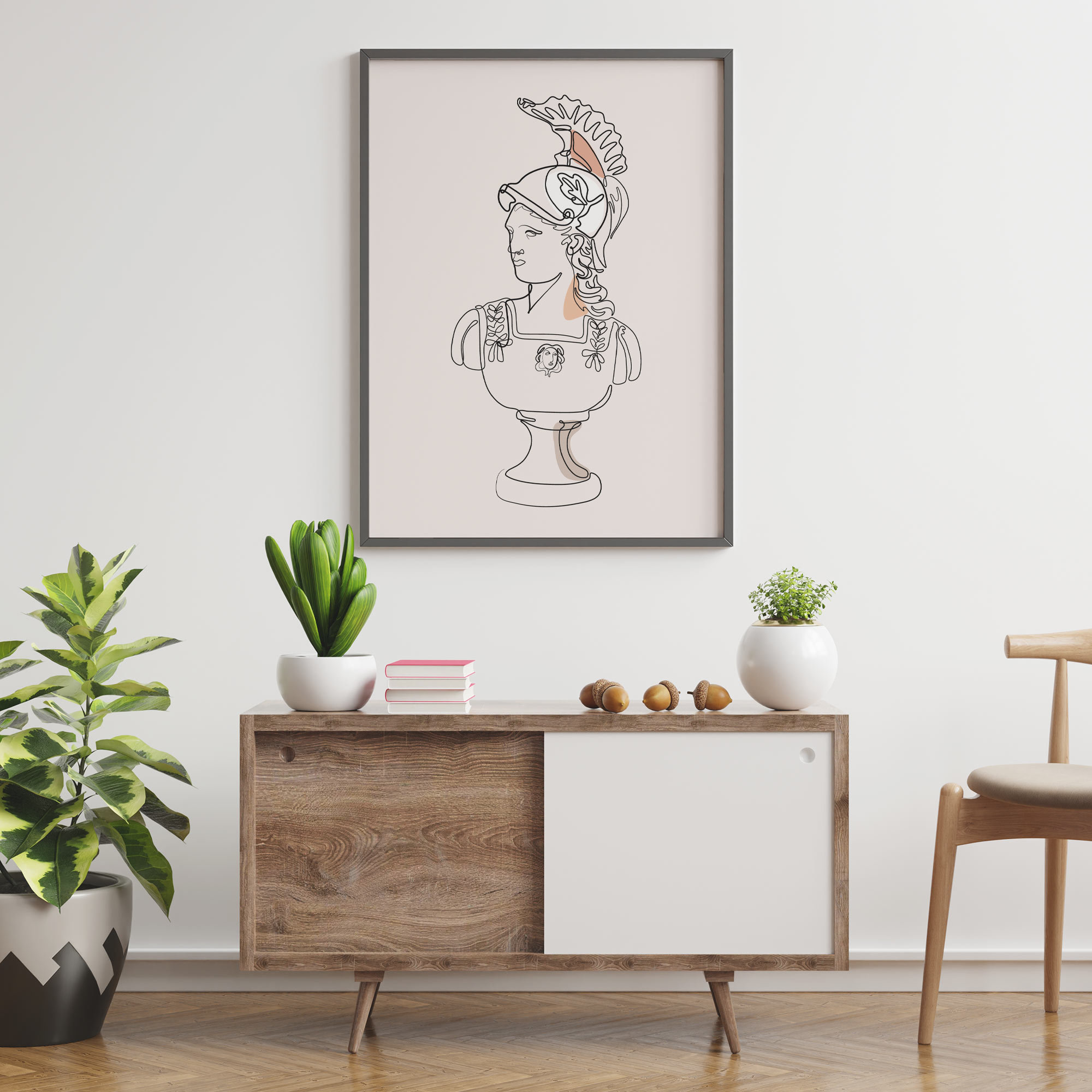 Athena Bust Line Art Print, Greek Mythology Minimalist Decor (digital ...
