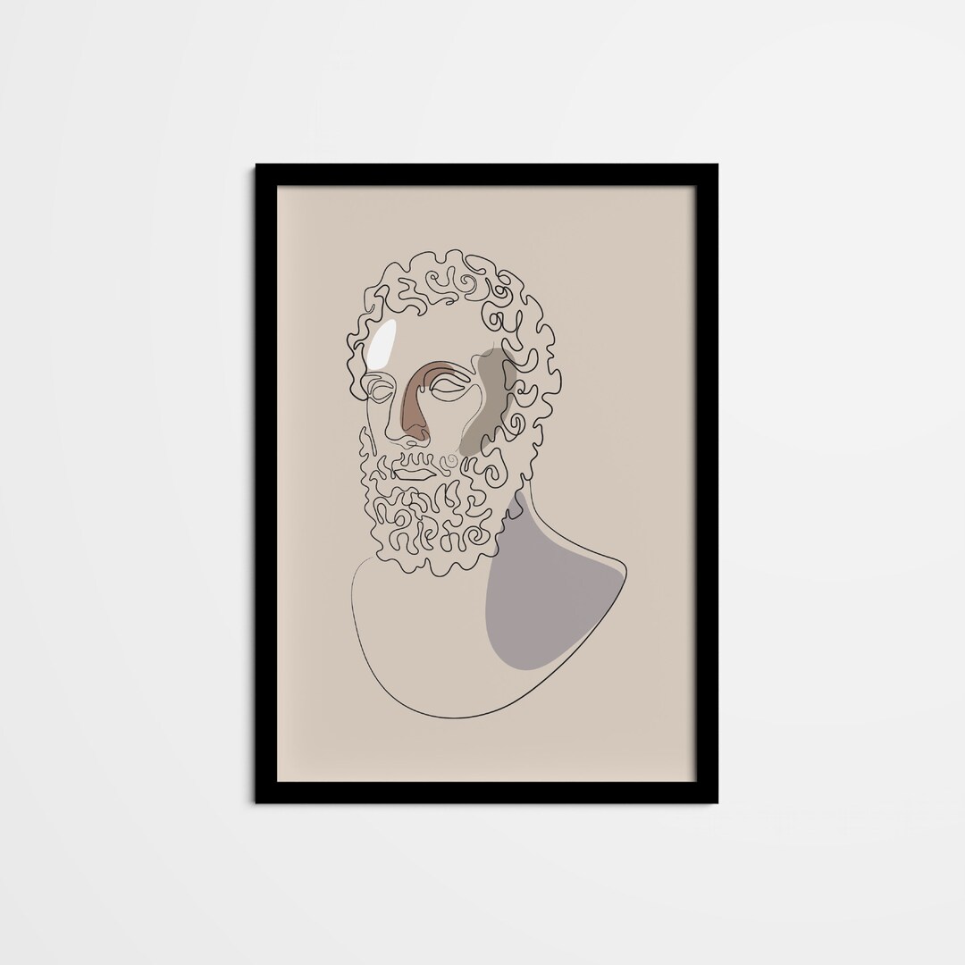Abstract Socrates Line Drawing, Greek Mythology, Minimal One Line Wall ...