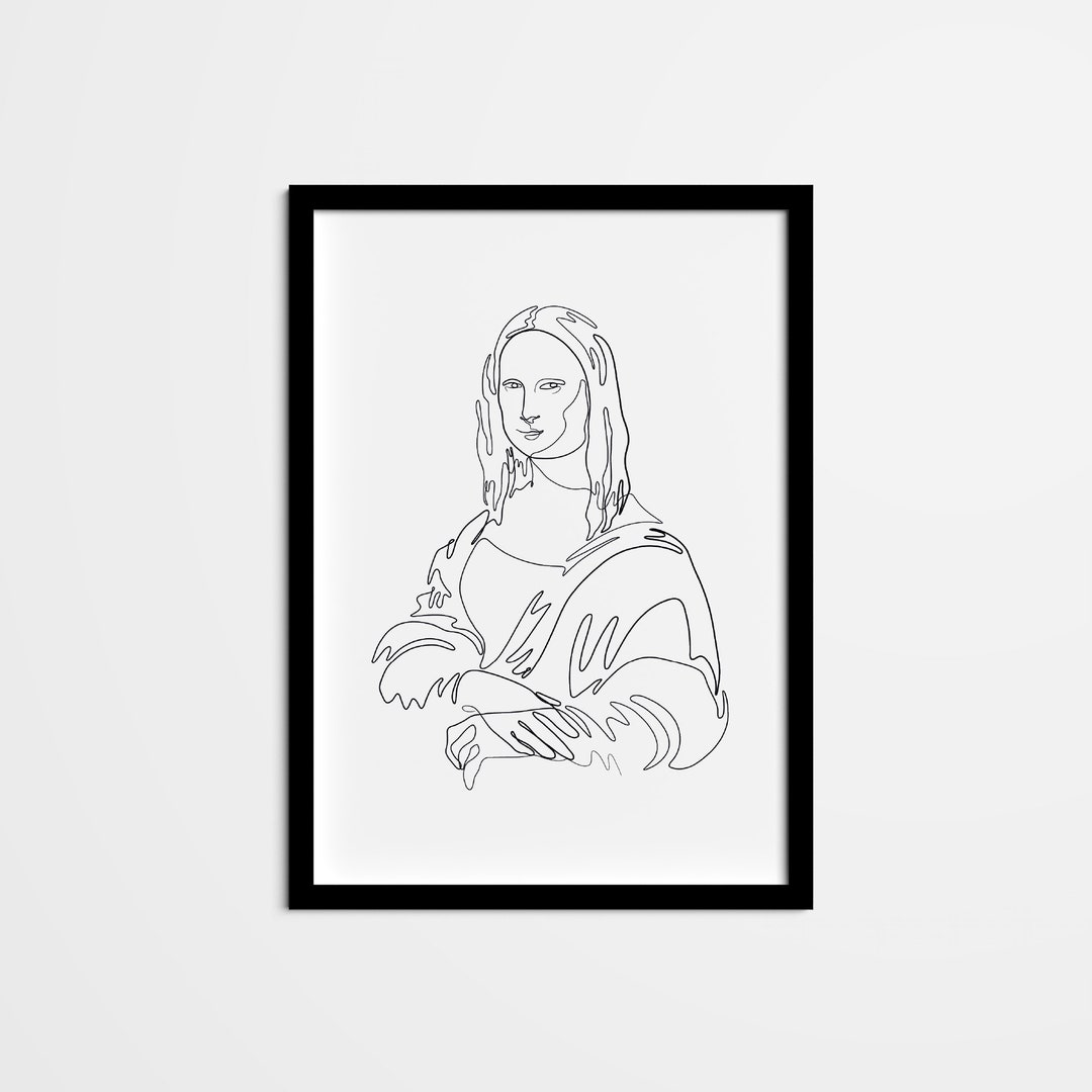 Abstract Monna Lisa Line Drawing, Aphrodite Minimal One Line Wall Art ...