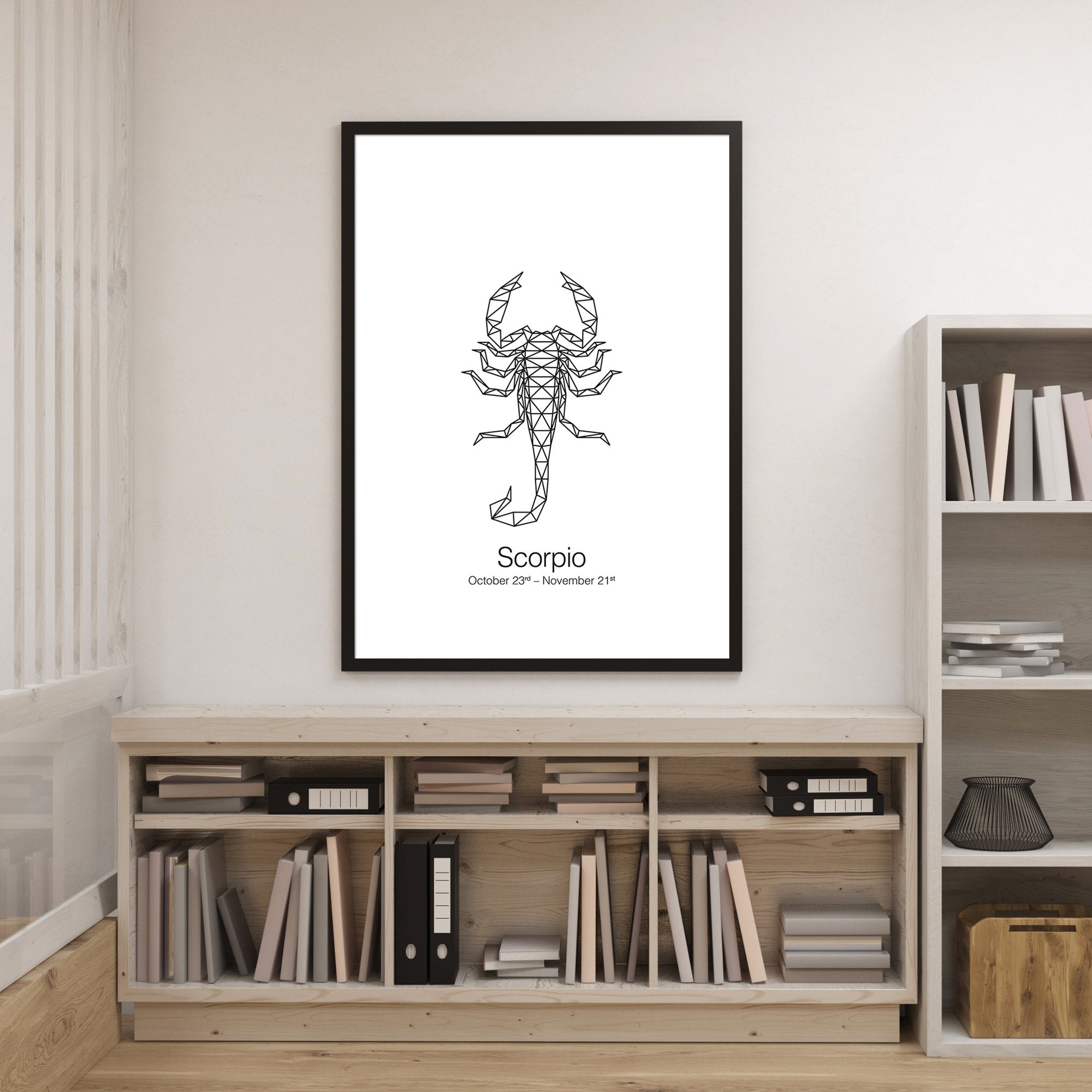 Scorpio Geometric Art Print, Horoscope Home Decor, Zodiac Sign ...
