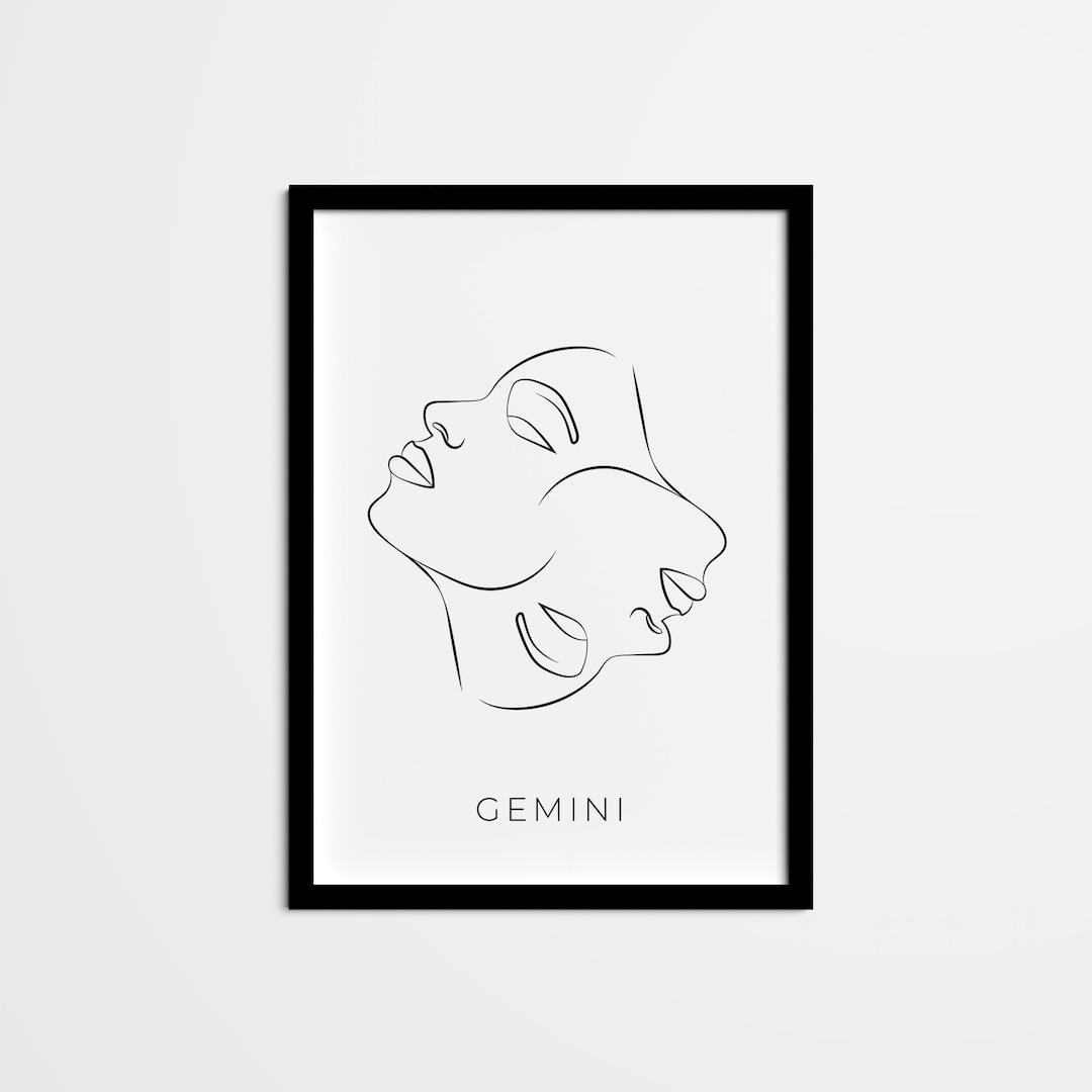 Gemini Zodiac Line Art Print, Astrology Wall Art (digital Download) - Etsy