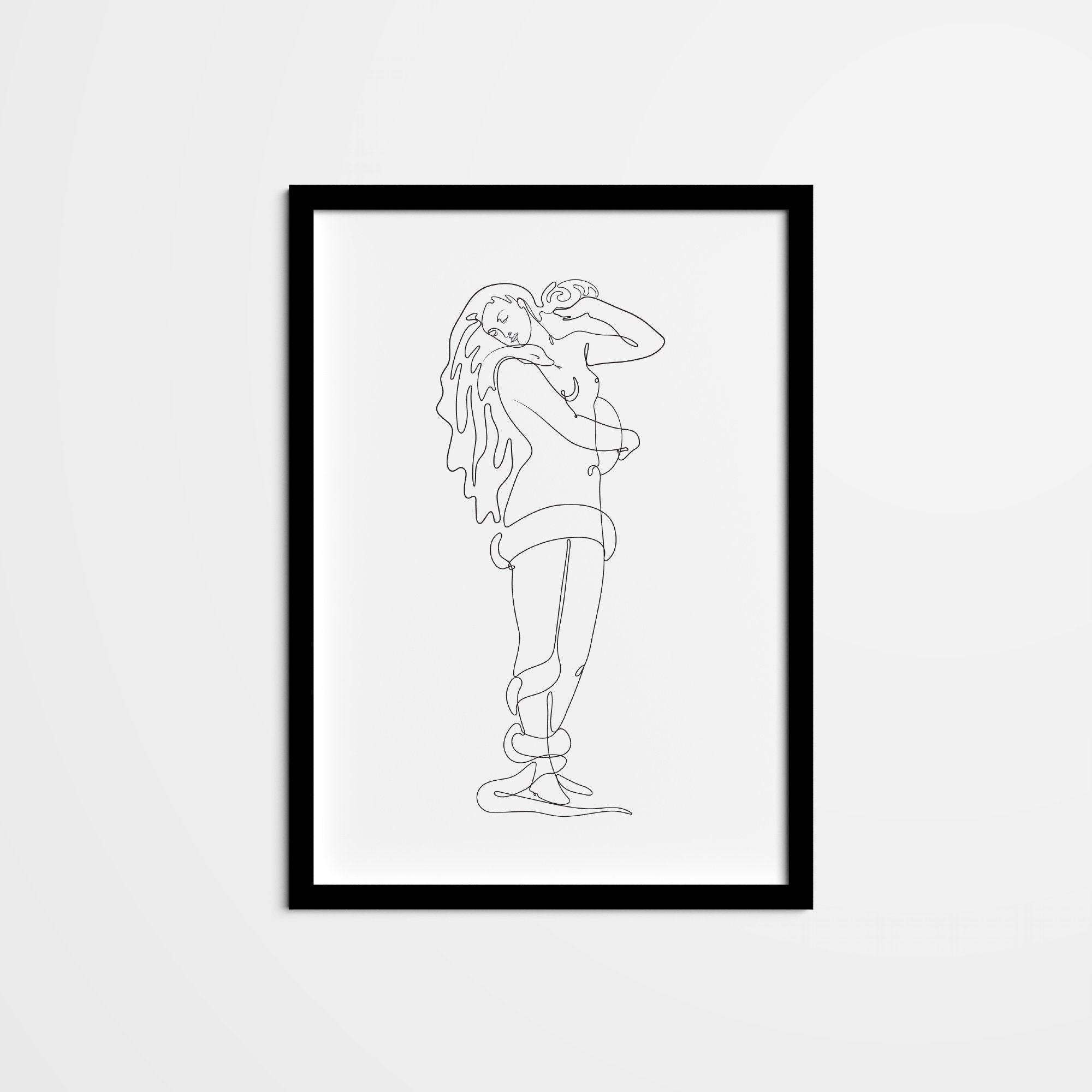 Abstract Lilith Line Drawing, Wife of Adam Minimal One Line Wall Art ...