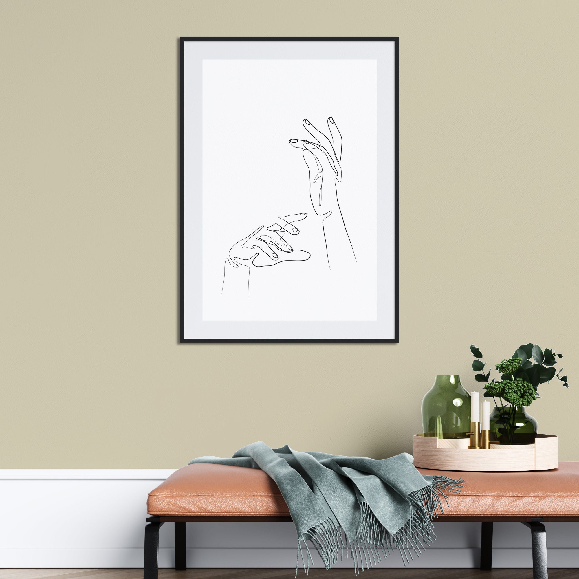 Abstract Woman's Hands Line Drawing Wall Art One Line - Etsy