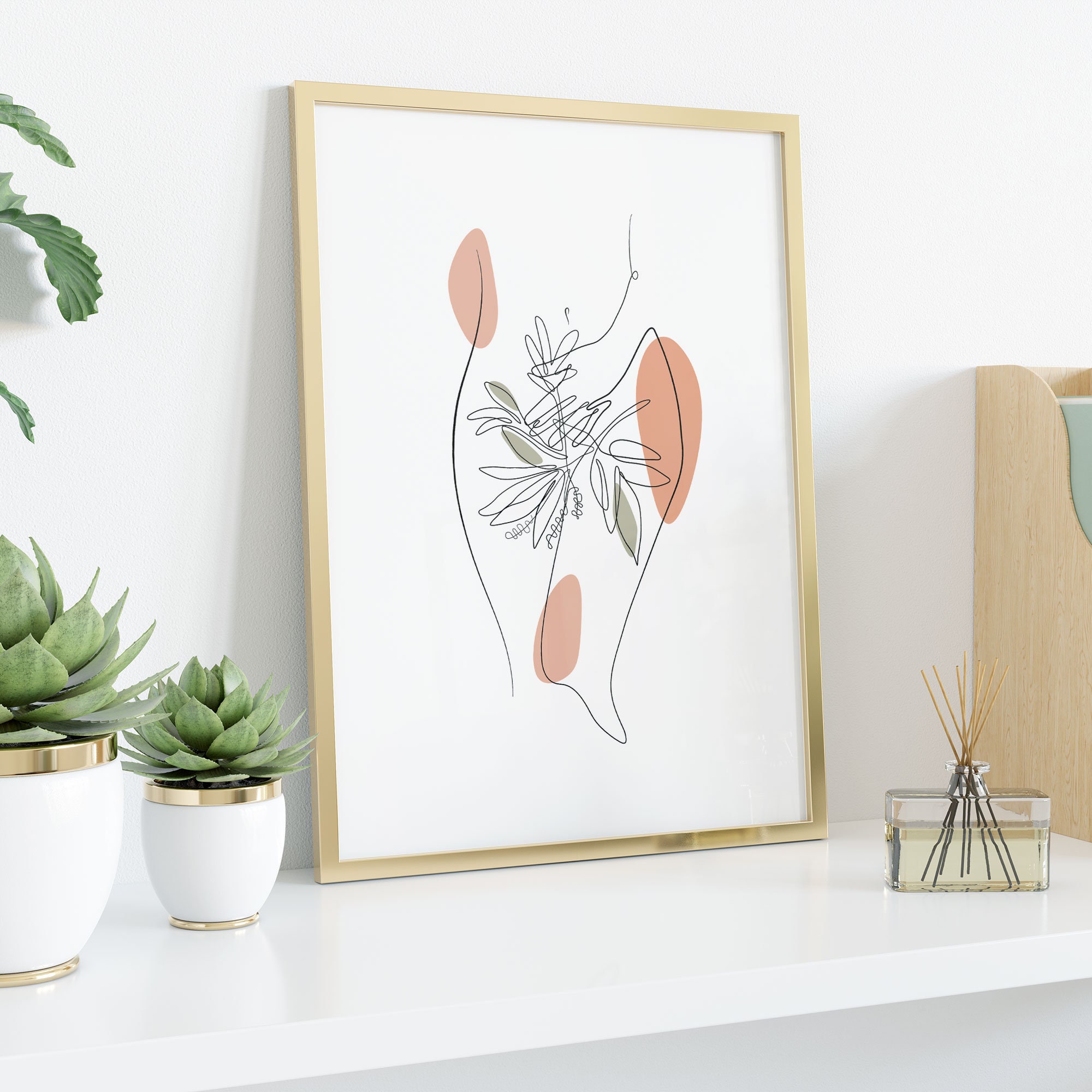 Abstract Woman's Nude Body Shape Wall Art Gallery Poster, Botanical ...