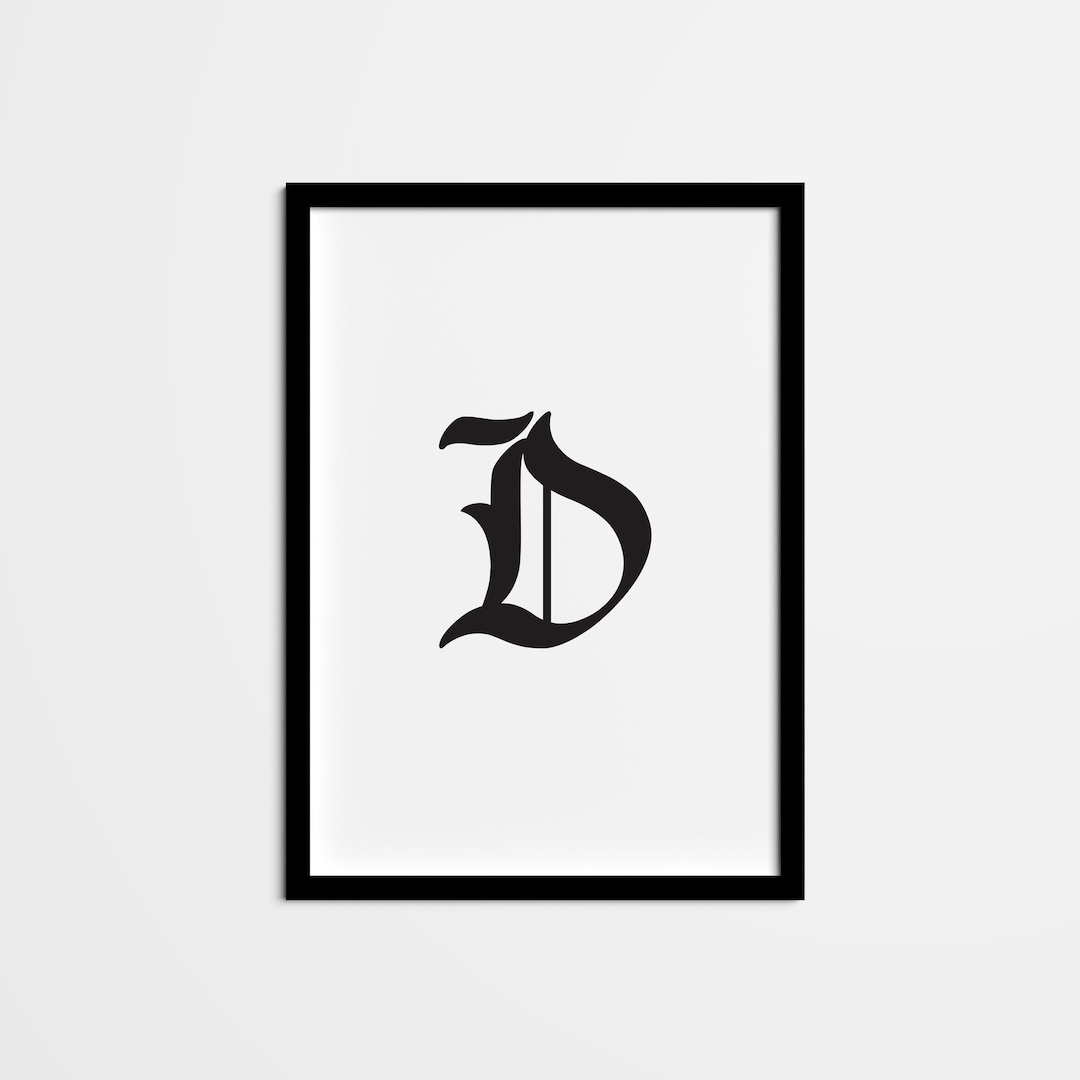 Blackletter Letter D Print, Minimalist Monogram Art (digital Download ...