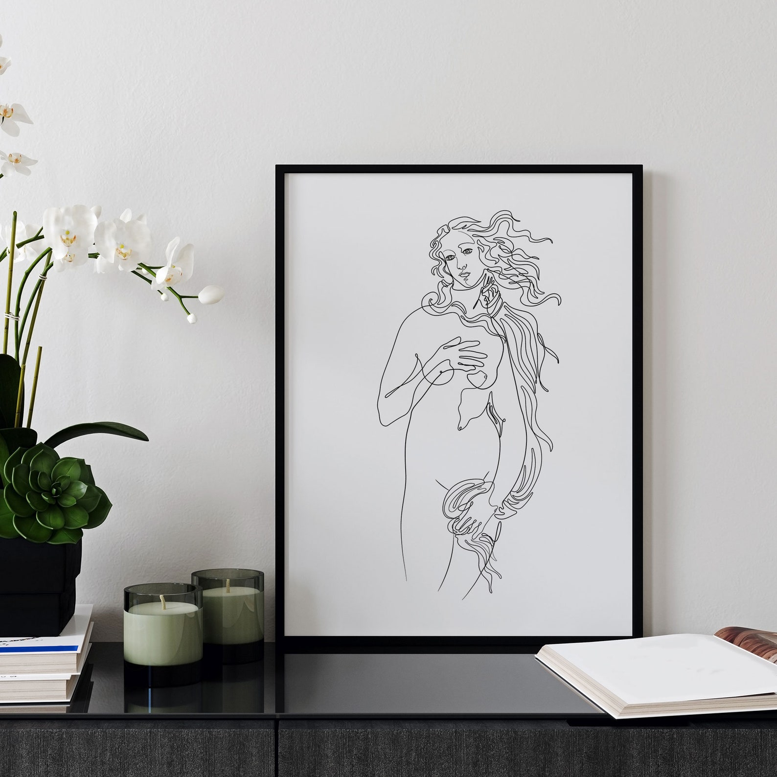 The Birth of Venus Line Drawing Greek Goddess Minimal One - Etsy